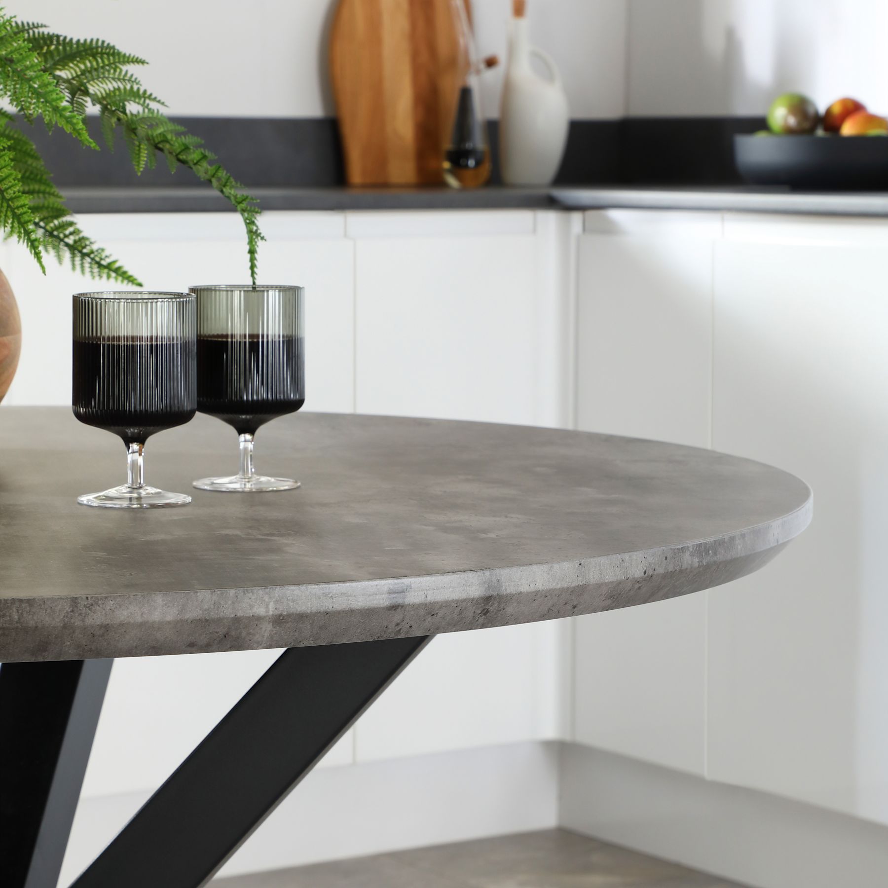 Newark Round Industrial Dining Table, 110cm, Grey Concrete Effect ...