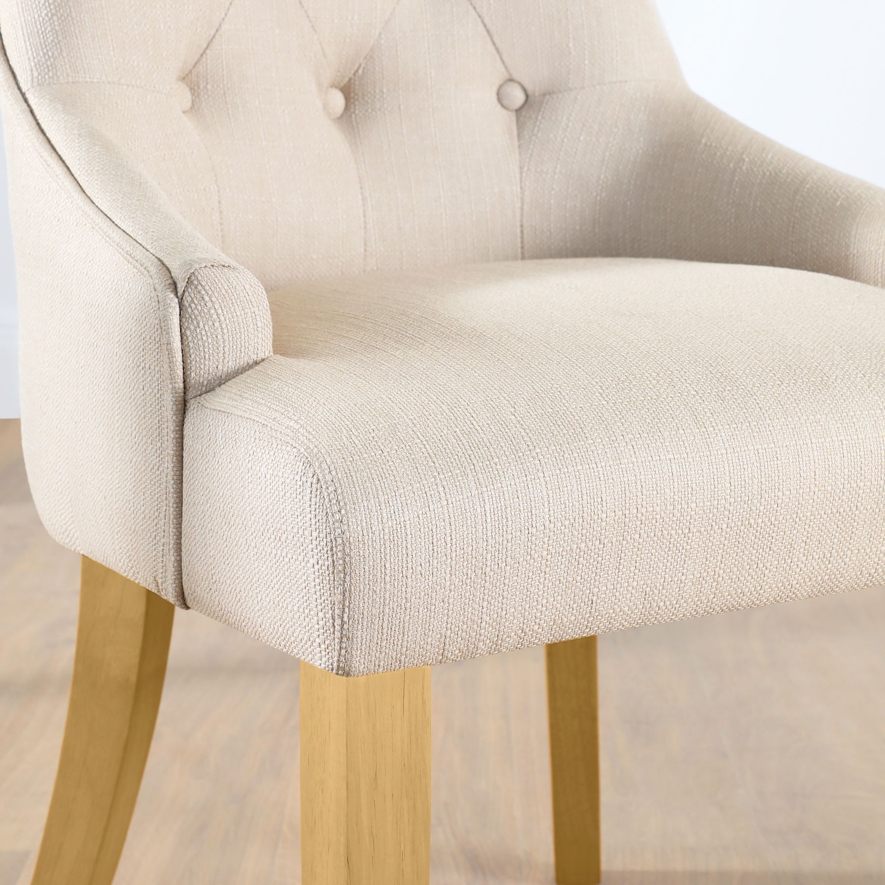 Duke Dining Chair, Oatmeal Classic Linen-weave Fabric & Natural Oak ...
