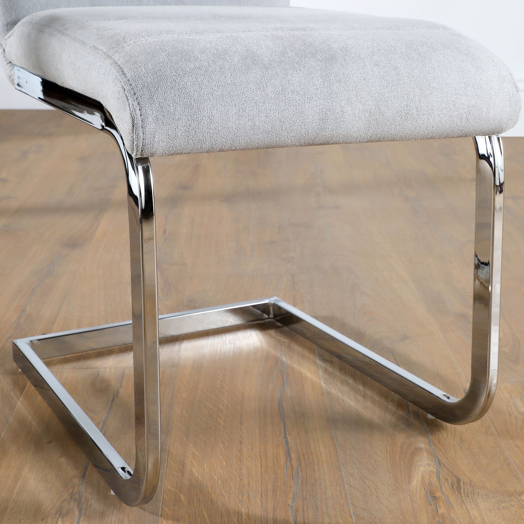 Perth Dining Chair, Dove Grey Classic Plush Fabric & Chrome Only £59.99 ...