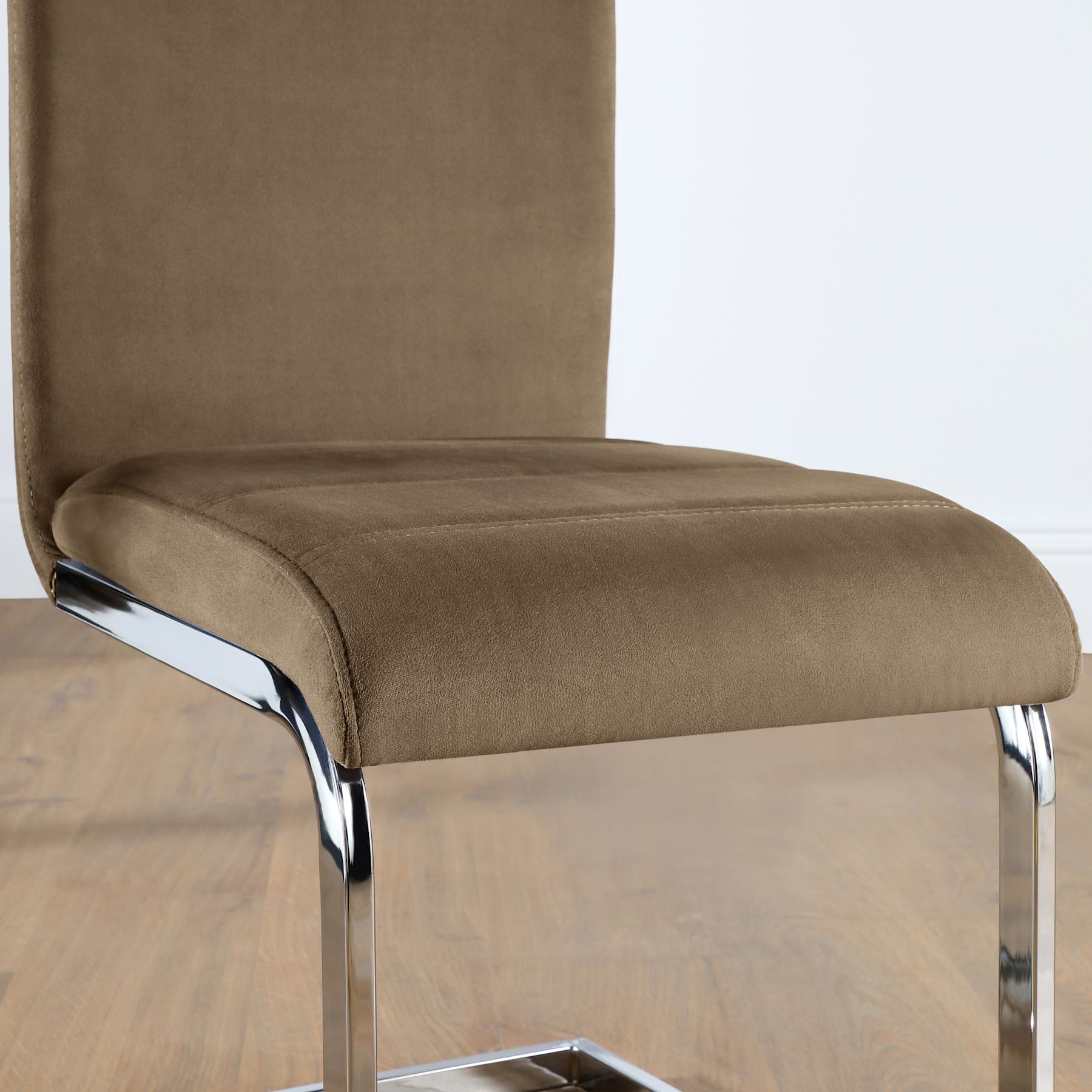 Orbit Round Dining Table & 2 Perth Chairs, Glass & Chrome, Beige ...