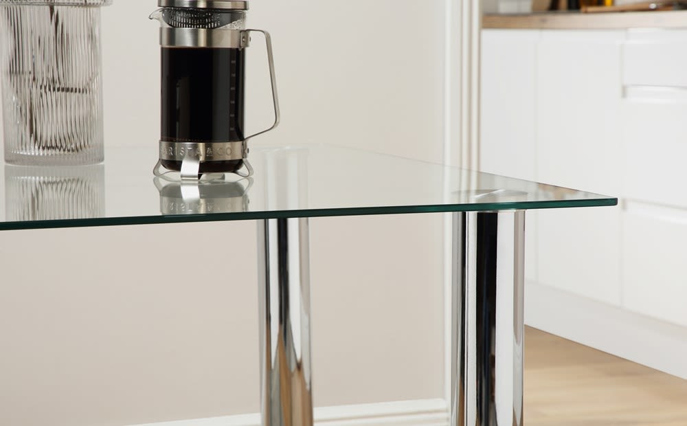 Nova Square Dining Table, 90cm, Glass & Chrome Only £169.99 | Furniture ...
