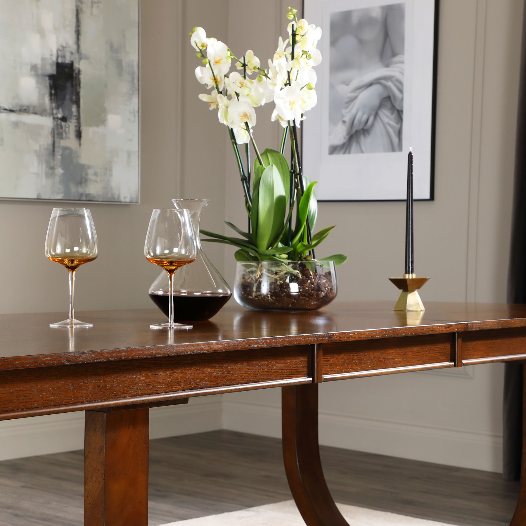 Pavilion Extending Dining Table & 8 Salisbury Chairs, Dark Oak Veneer ...