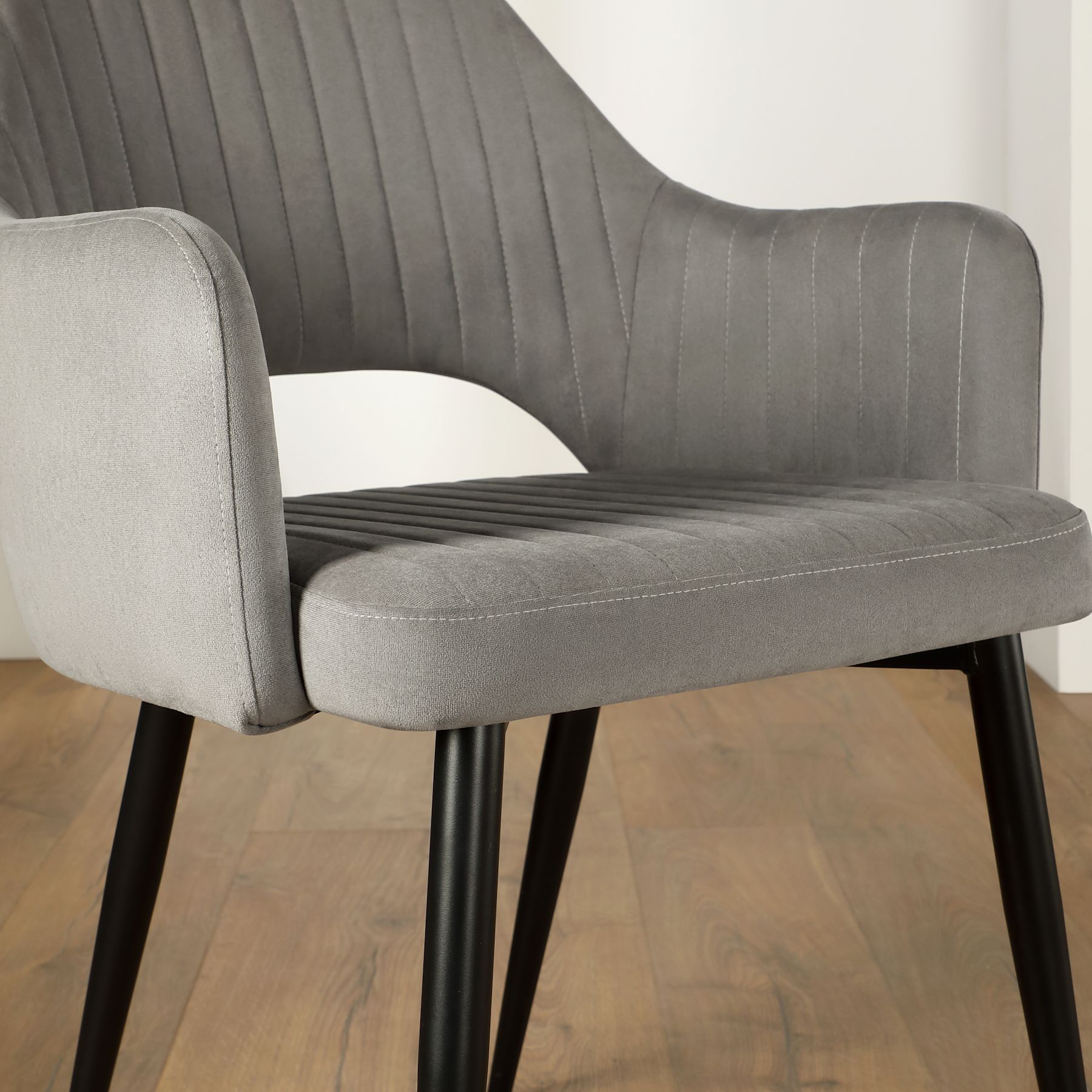 Vienna Extending Dining Table & 4 Clara Chairs, Grey Marble Effect, Grey Classic Velvet & Black ...