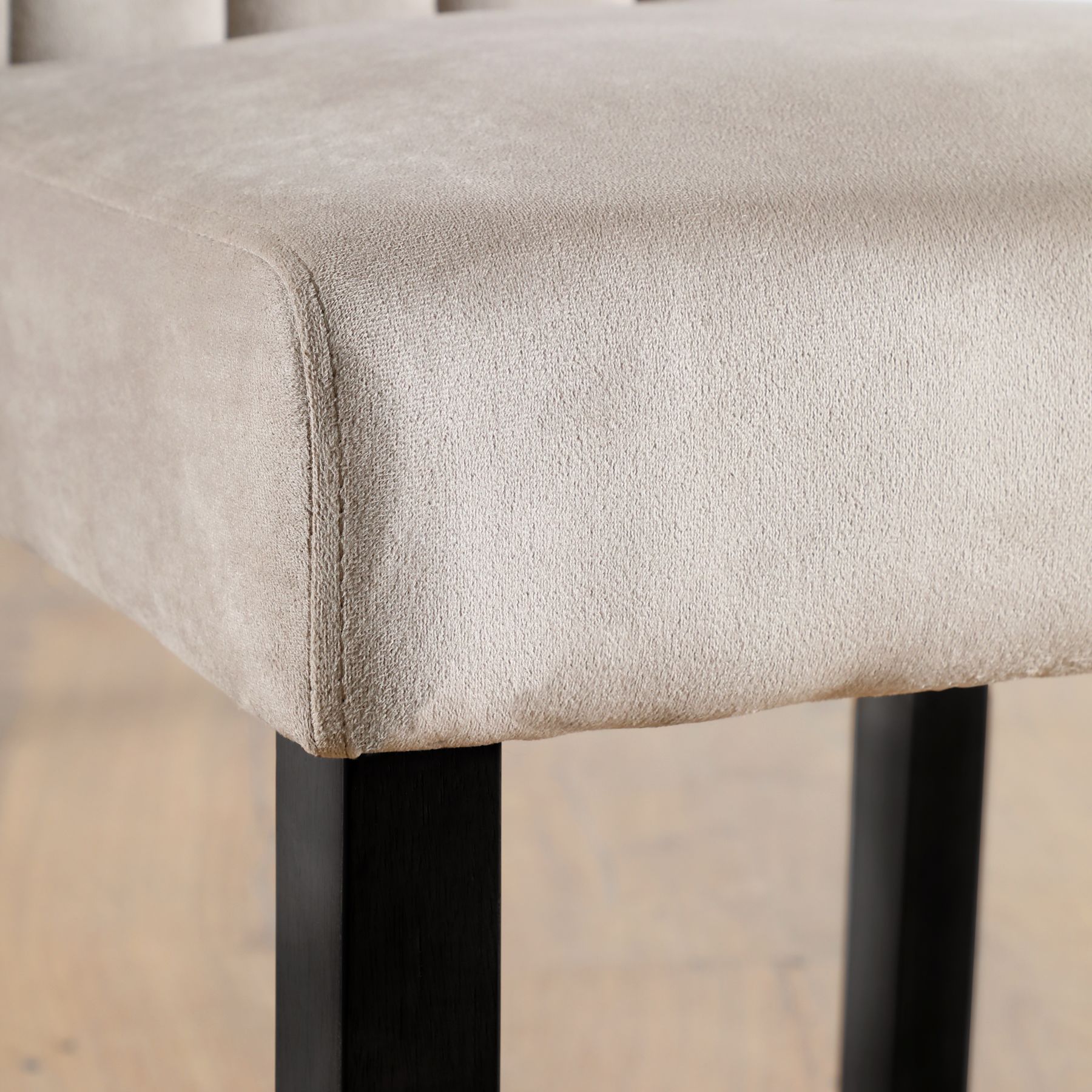 Salisbury Dining Chair, Champagne Classic Velvet & Black Solid Hardwood ...