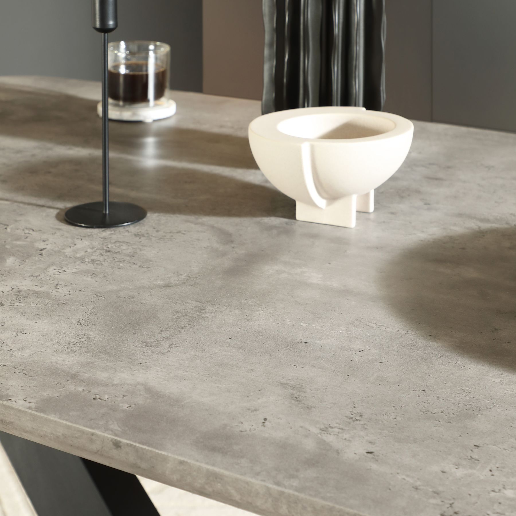 Avanta Industrial Dining Table & 4 Renzo Dining Chairs, Concrete Effect ...