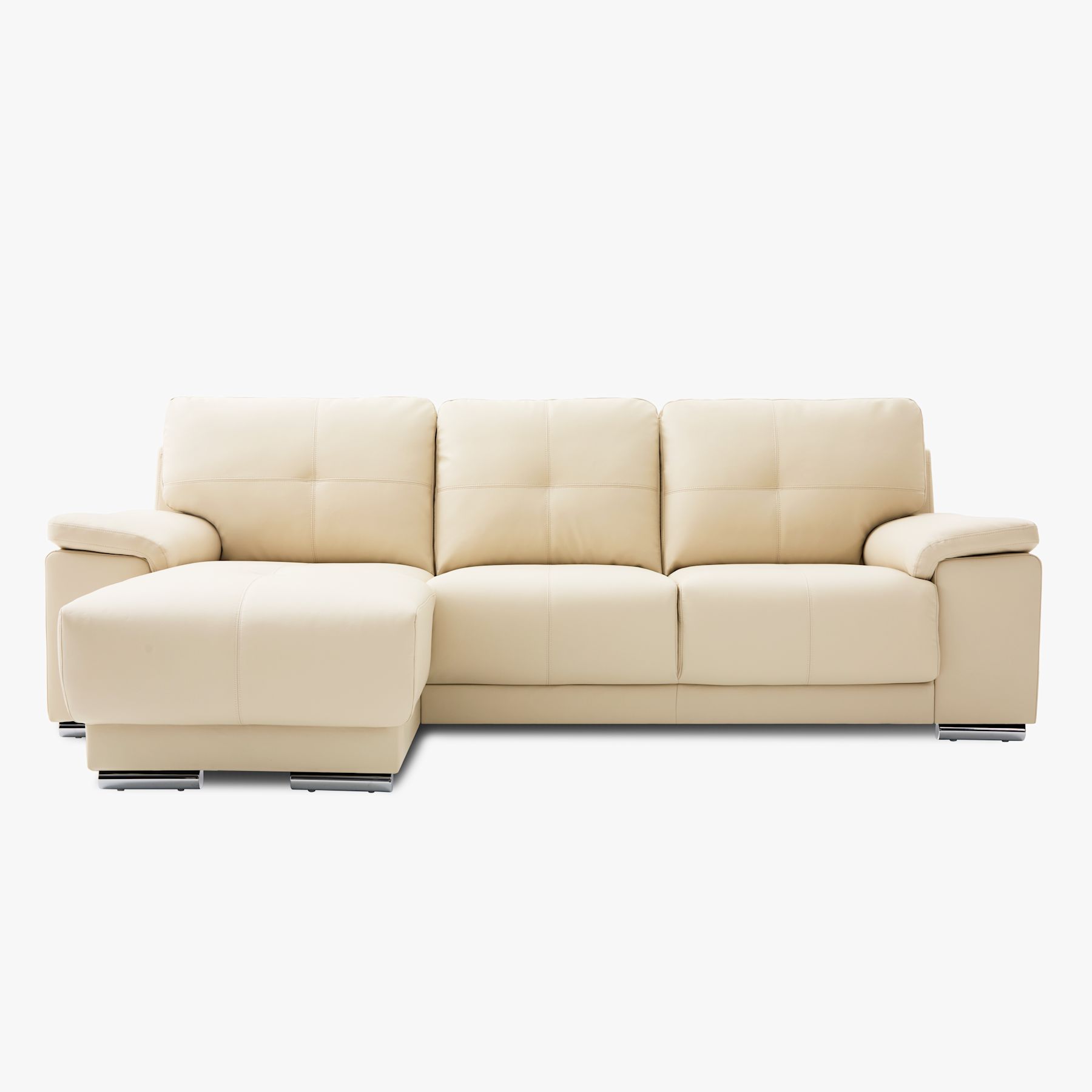Kansas L-shape Corner Sofa, Left Hand Facing, Ivory Premium Faux ...