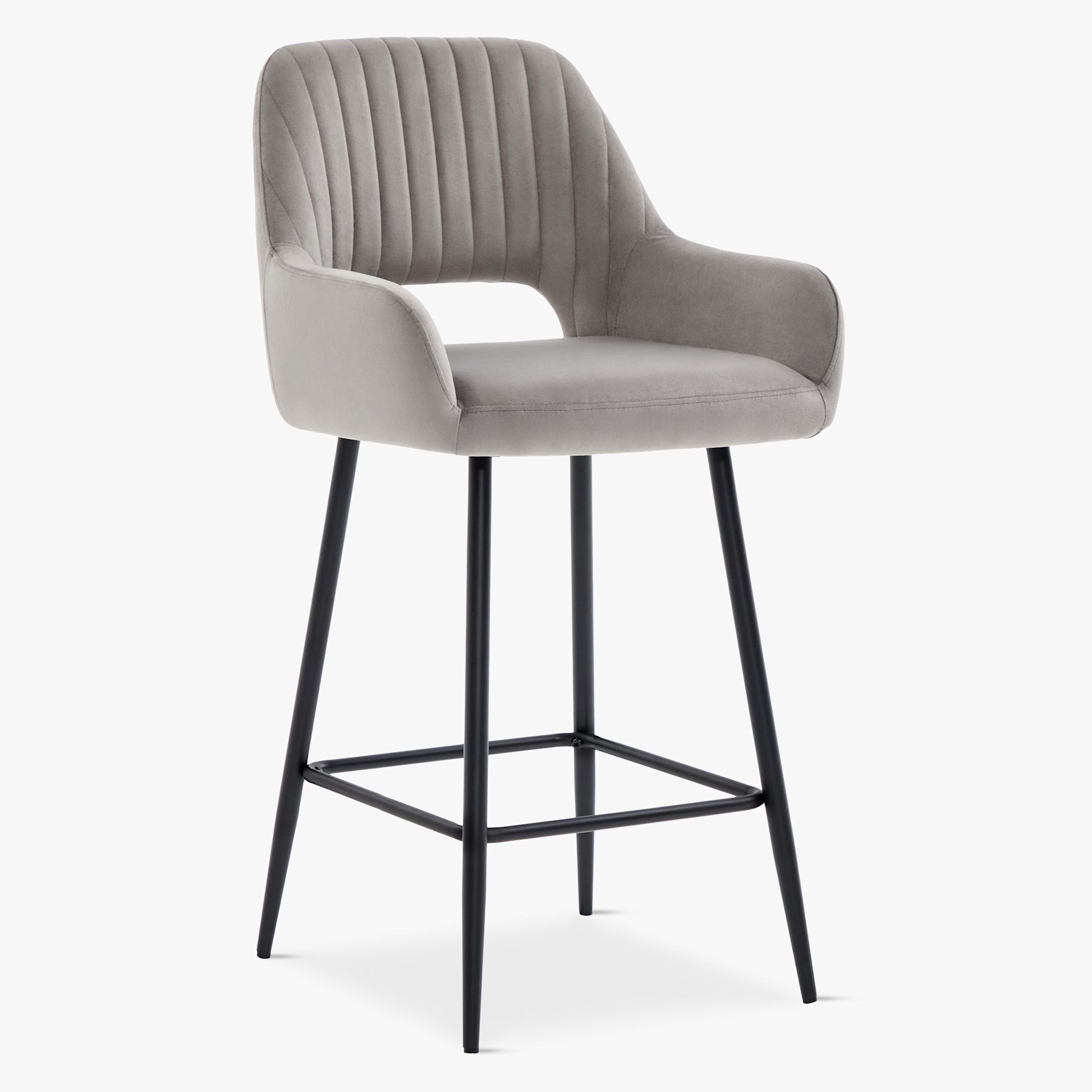 Clara Bar Stool, Grey Classic Velvet & Black Steel Only £109.99 ...