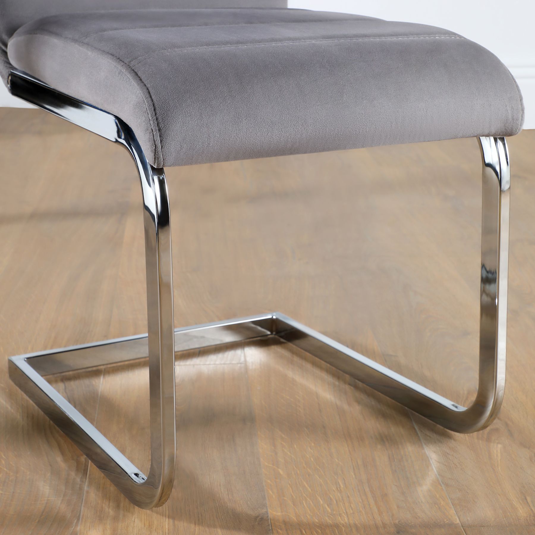 Perth Dining Chair, Grey Classic Velvet & Chrome Only £69.99 ...
