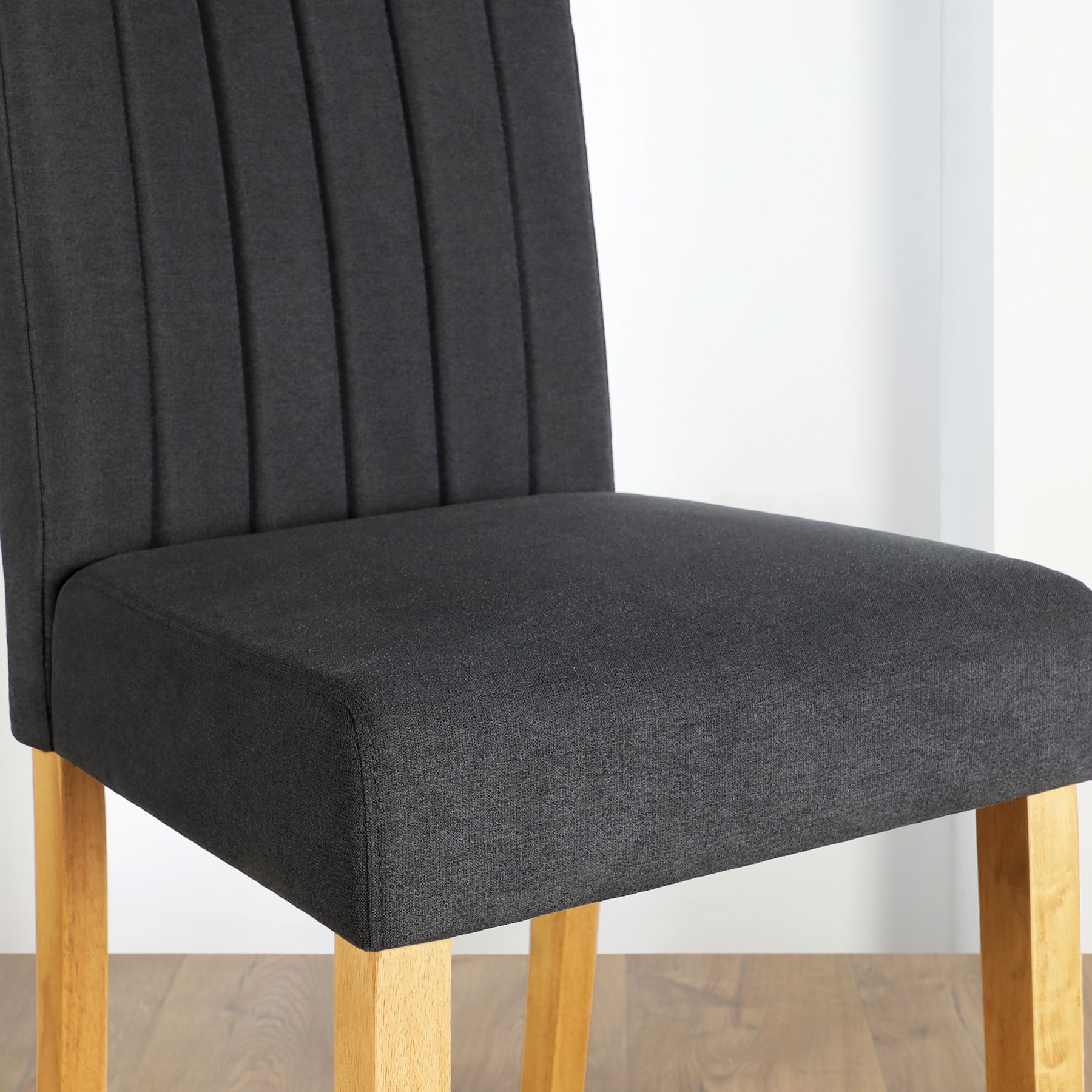 Salisbury Dining Chair, Slate Grey Classic Plush Fabric & Natural Oak ...