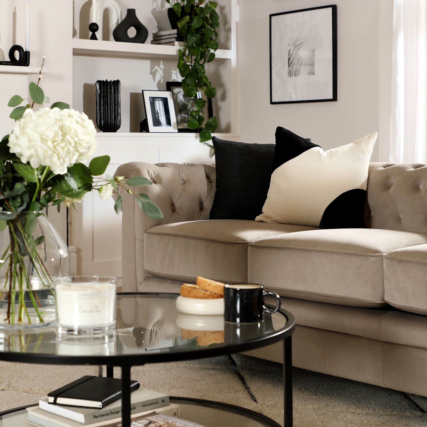 Hampton 3+2 Seater Chesterfield Sofa Set, Champagne Classic Velvet Only ...