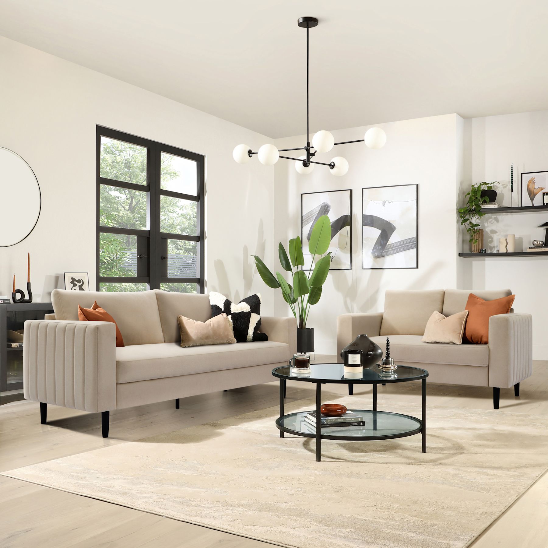 Lana 3+2 Seater Sofa Set, Champagne Classic Velvet Only £899.98 ...