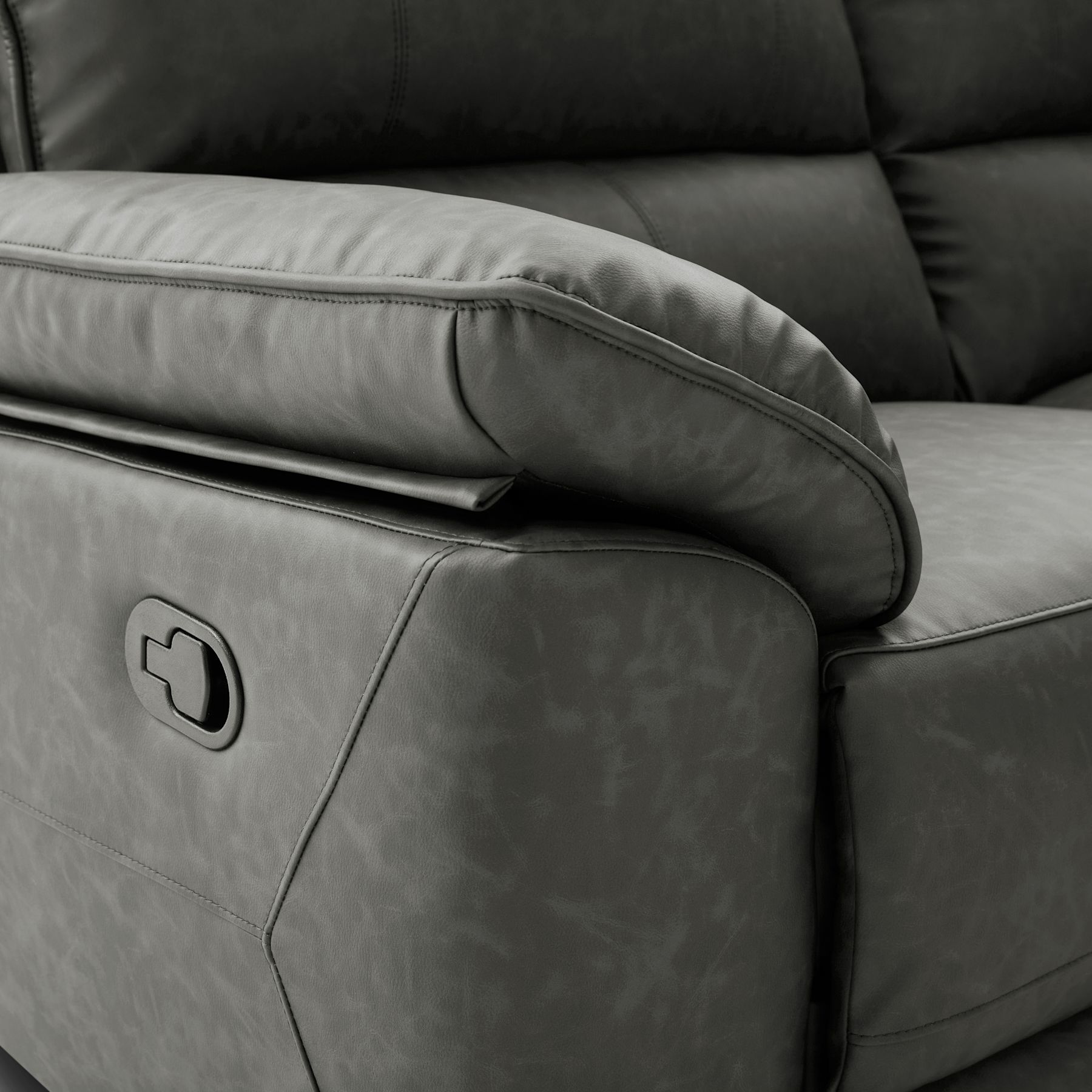 Seville 3 Seater Recliner Sofa, Vintage Grey Premium Faux Leather Only £749.99 | Furniture & Choice