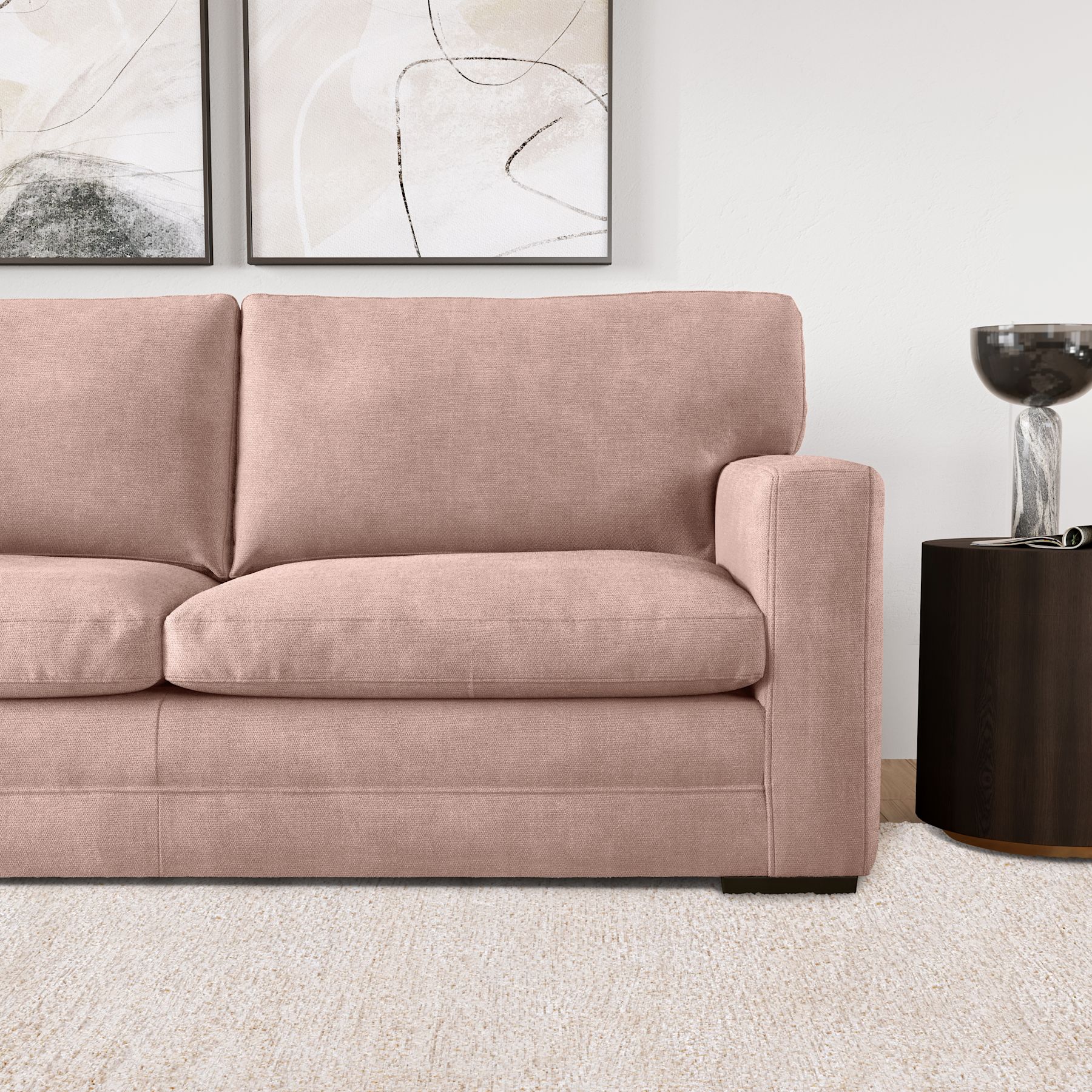Arden 2 Seater Sofa, Dusky Pink House Plush Fabric Only £449.99 ...