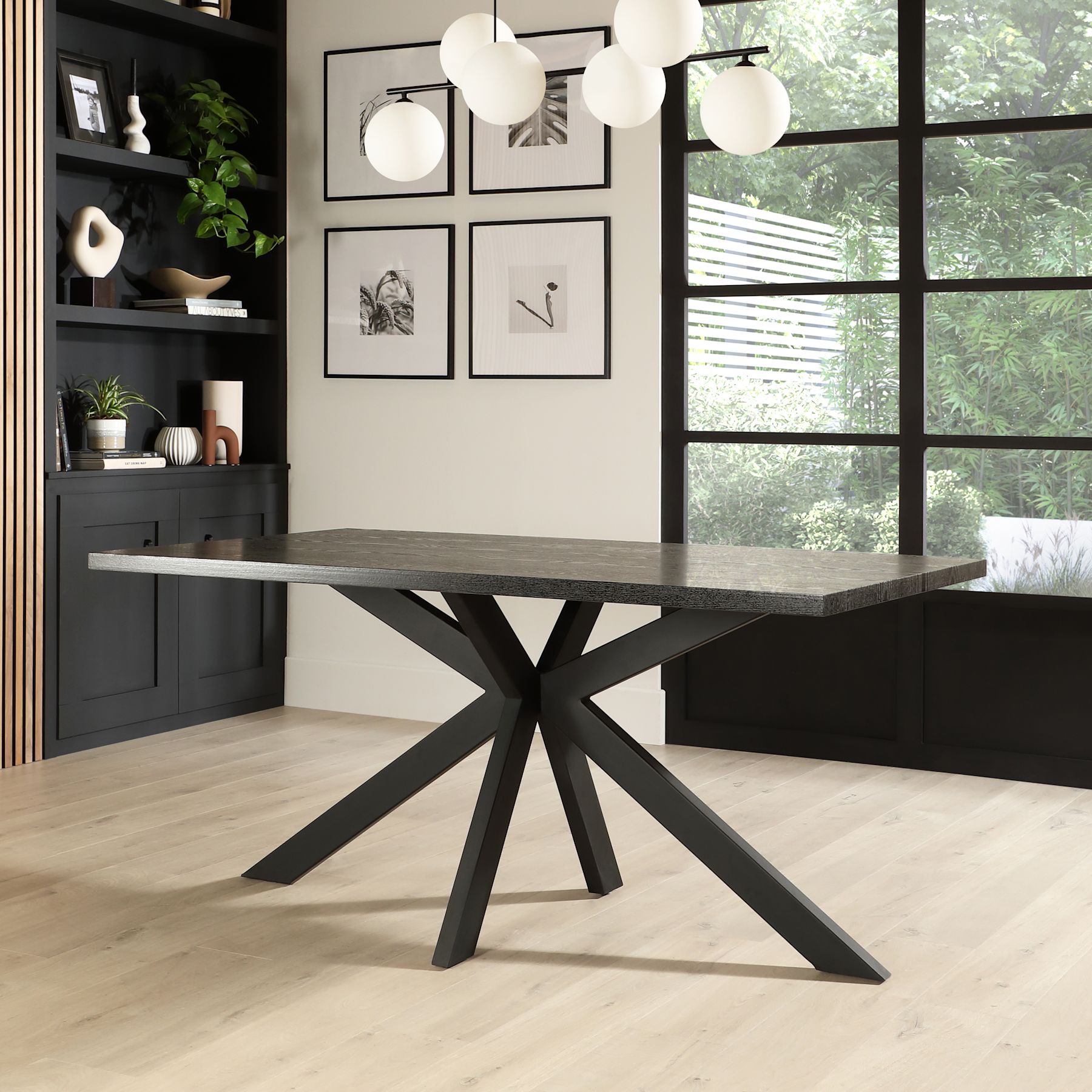 Madison Dining Table, 160cm, Black Oak Effect & Black Steel Only £399. ...
