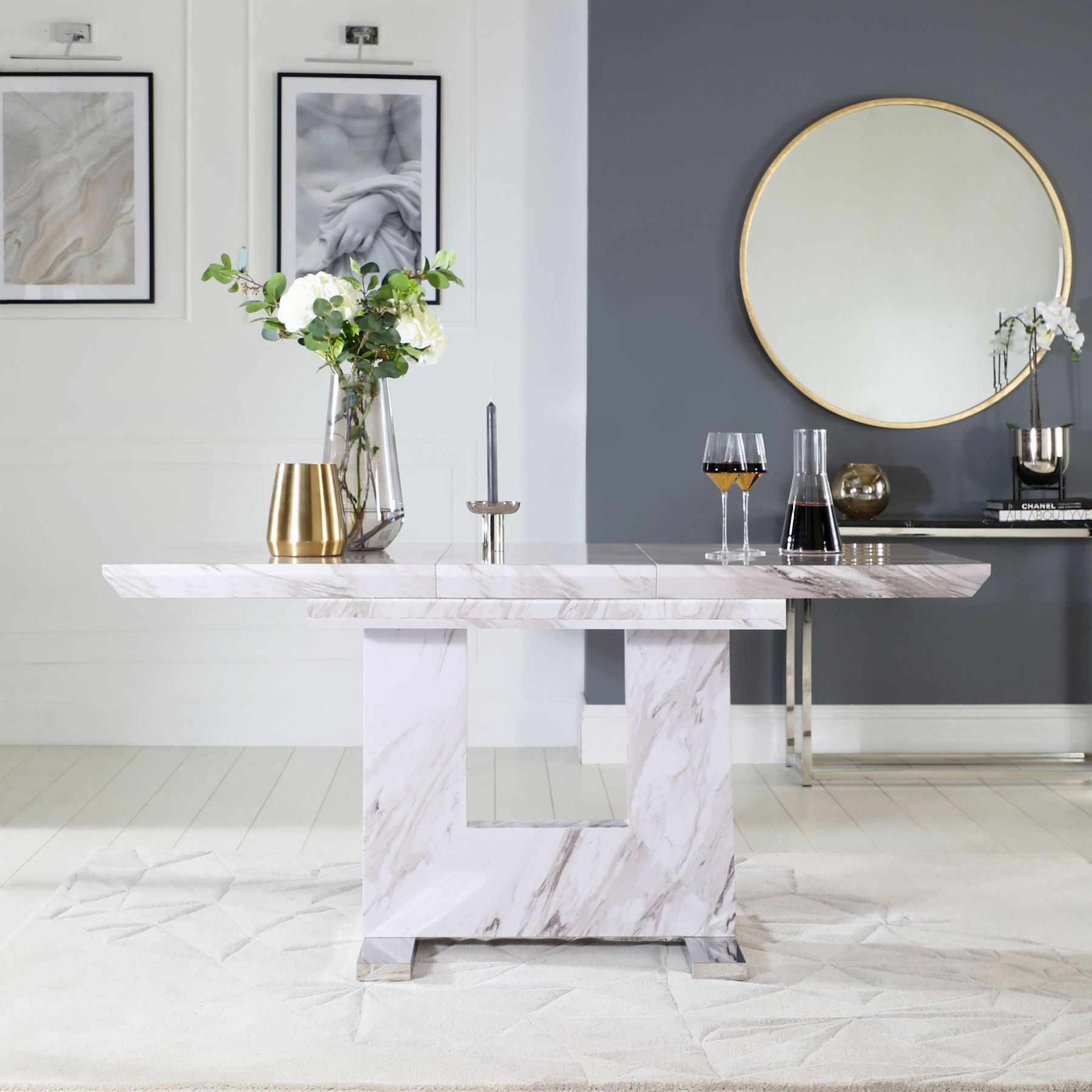 Florence Extending Dining Table, 120-160cm, Grey Marble Effect Only £ ...