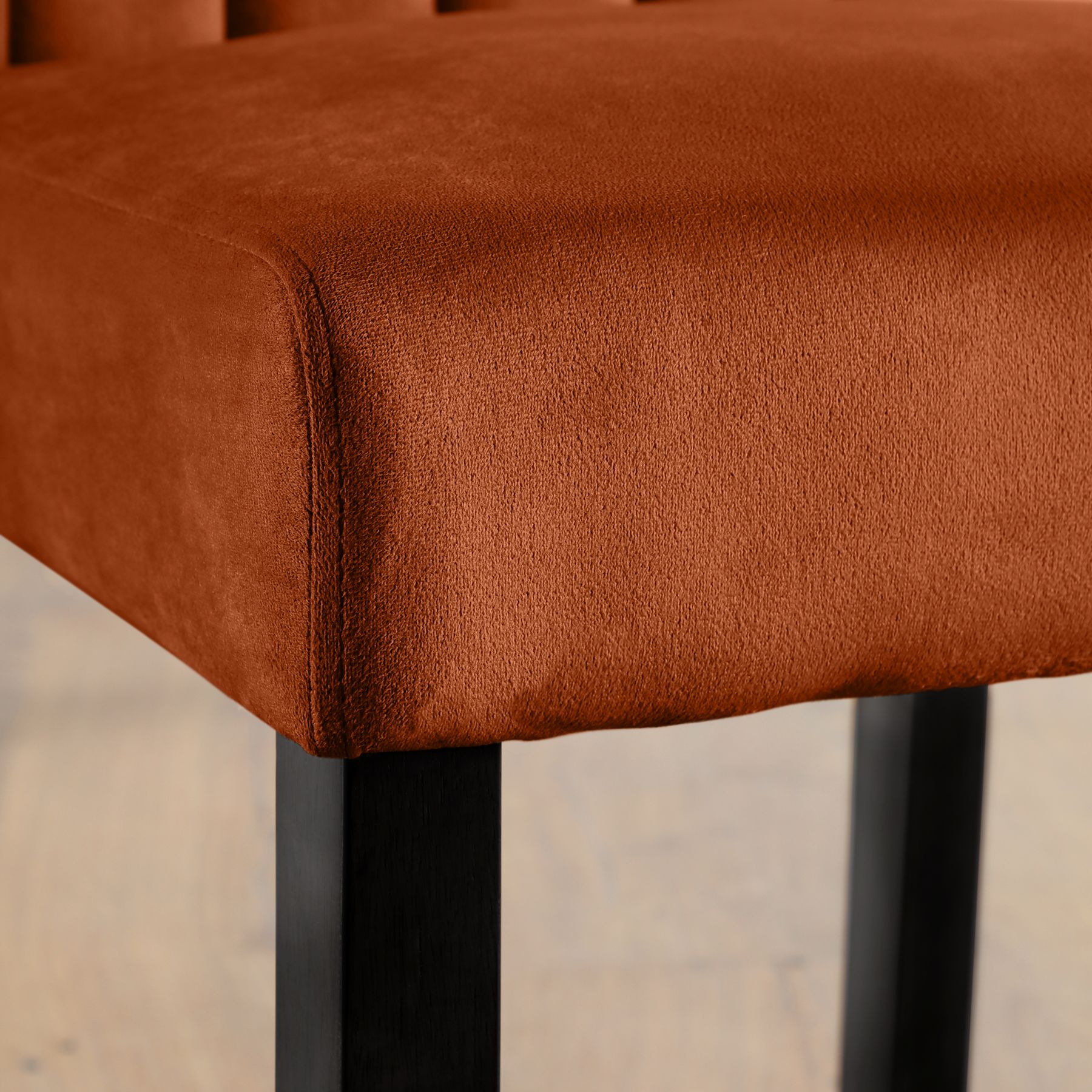 Salisbury Dining Chair, Burnt Orange Classic Velvet & Black Solid ...