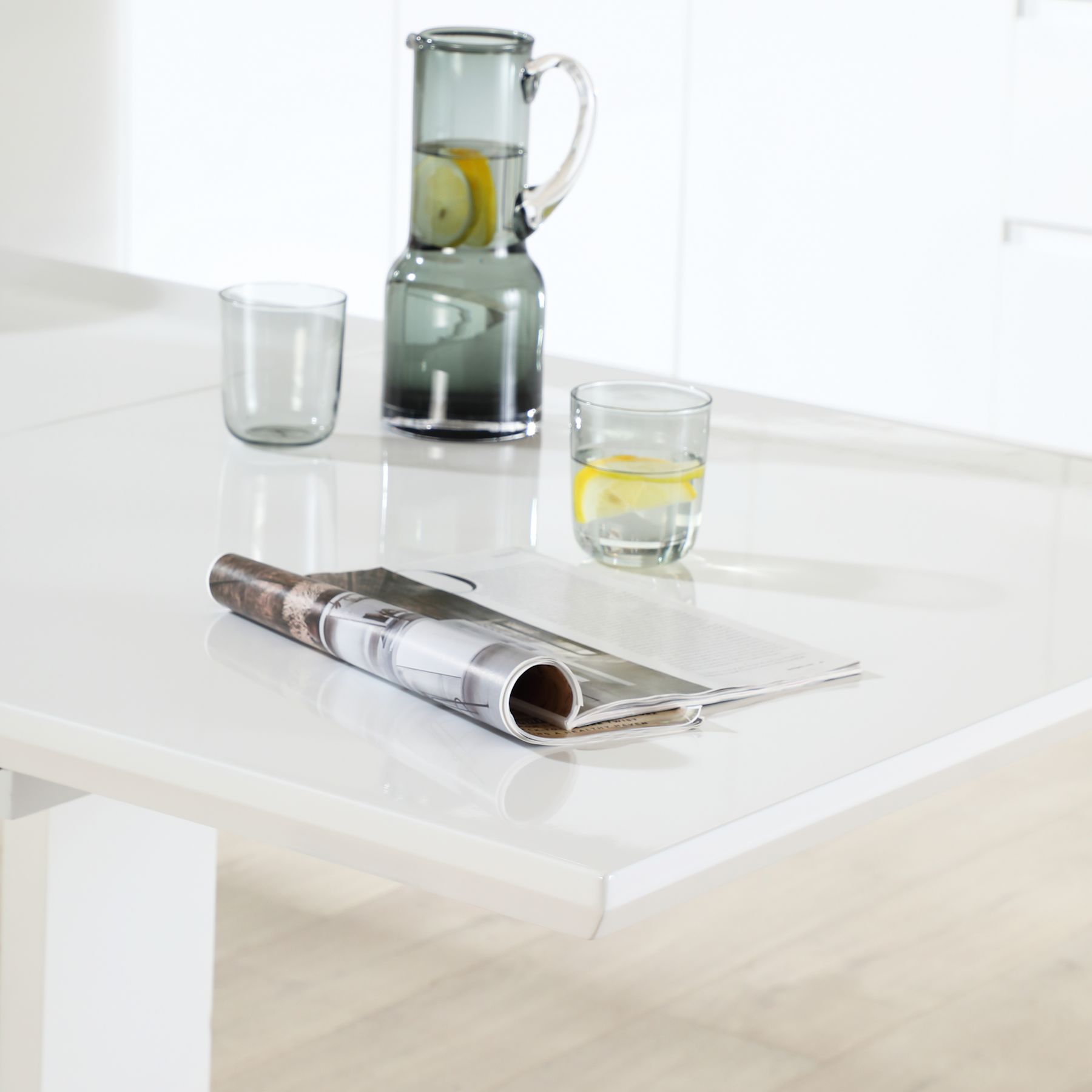 Tokyo Extending Dining Table & 4 Renzo Chairs, White High Gloss, Grey ...