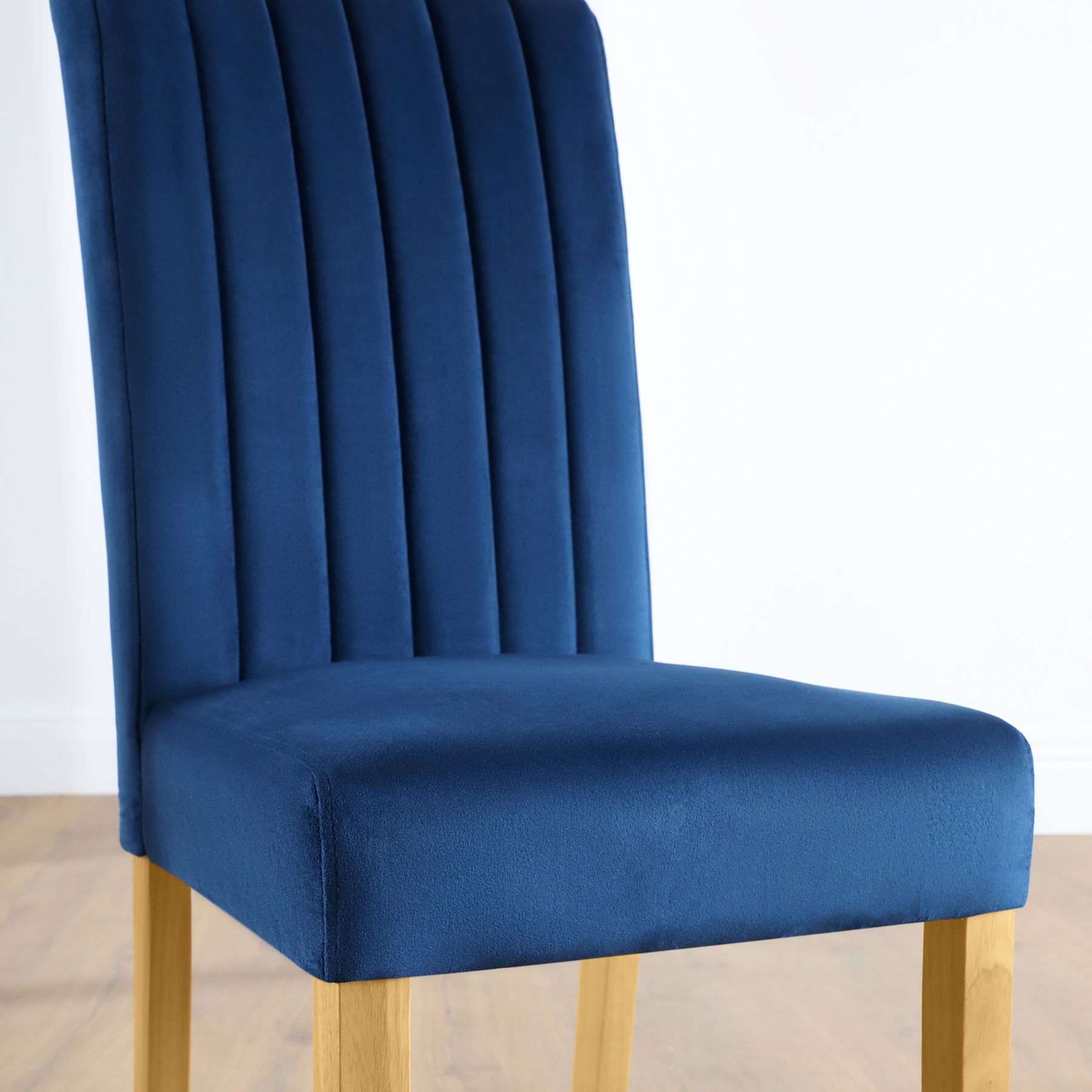 Salisbury Dining Chair, Blue Classic Velvet & Natural Oak Finished ...