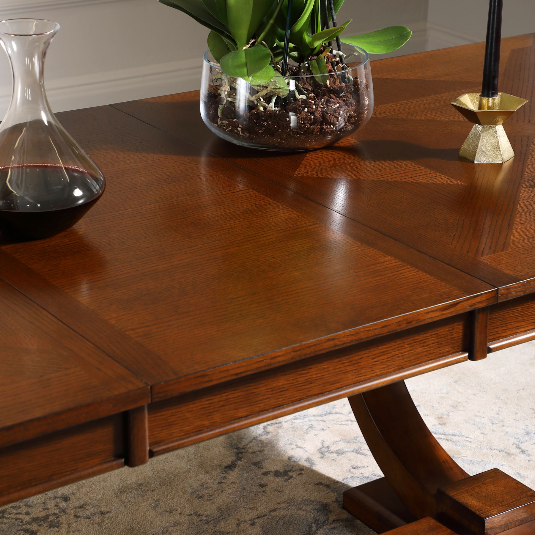 Pavilion Extending Dining Table & 8 Salisbury Chairs, Dark Oak Veneer ...