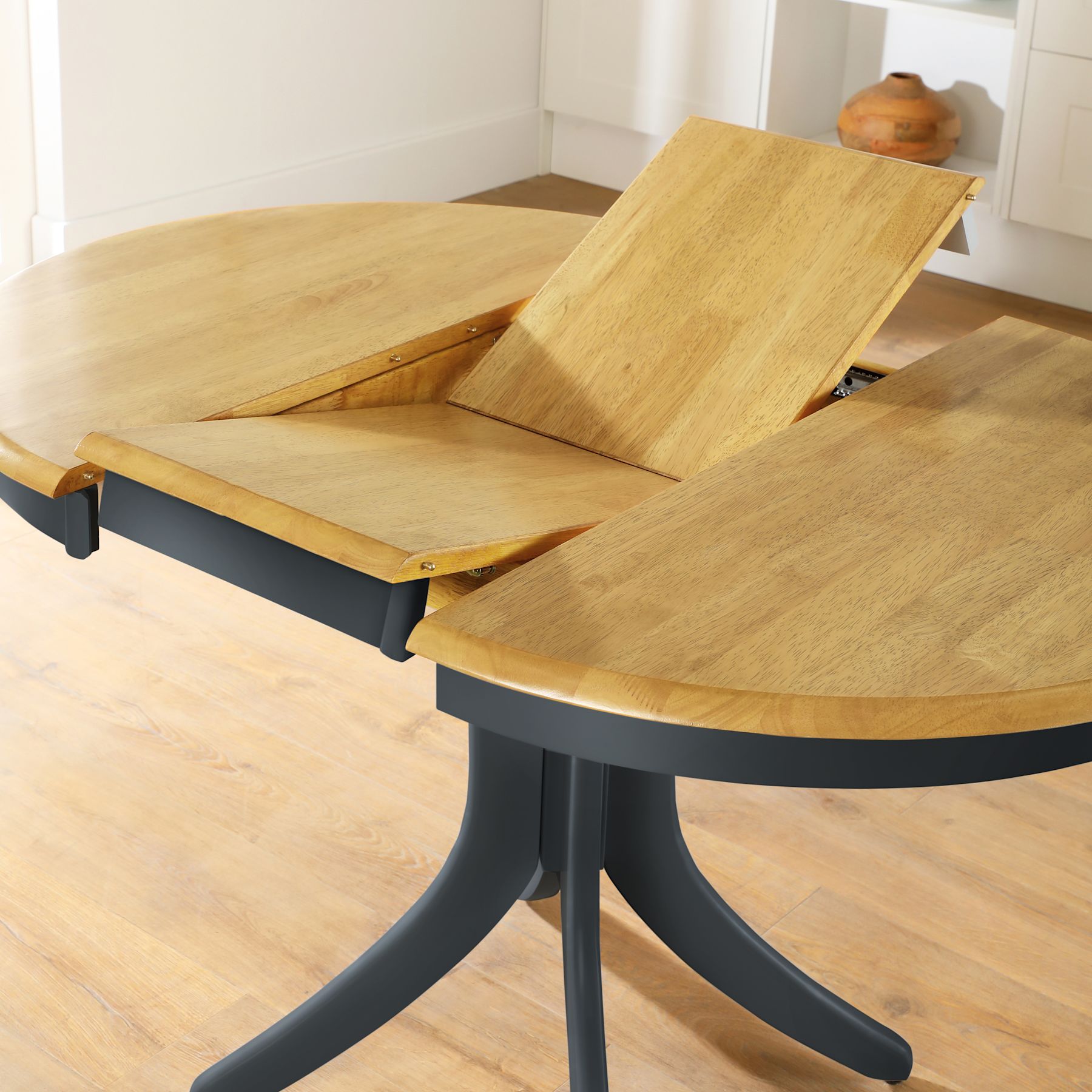 Hudson Round Extending Dining Table, 90-120cm, Natural Oak Finish ...