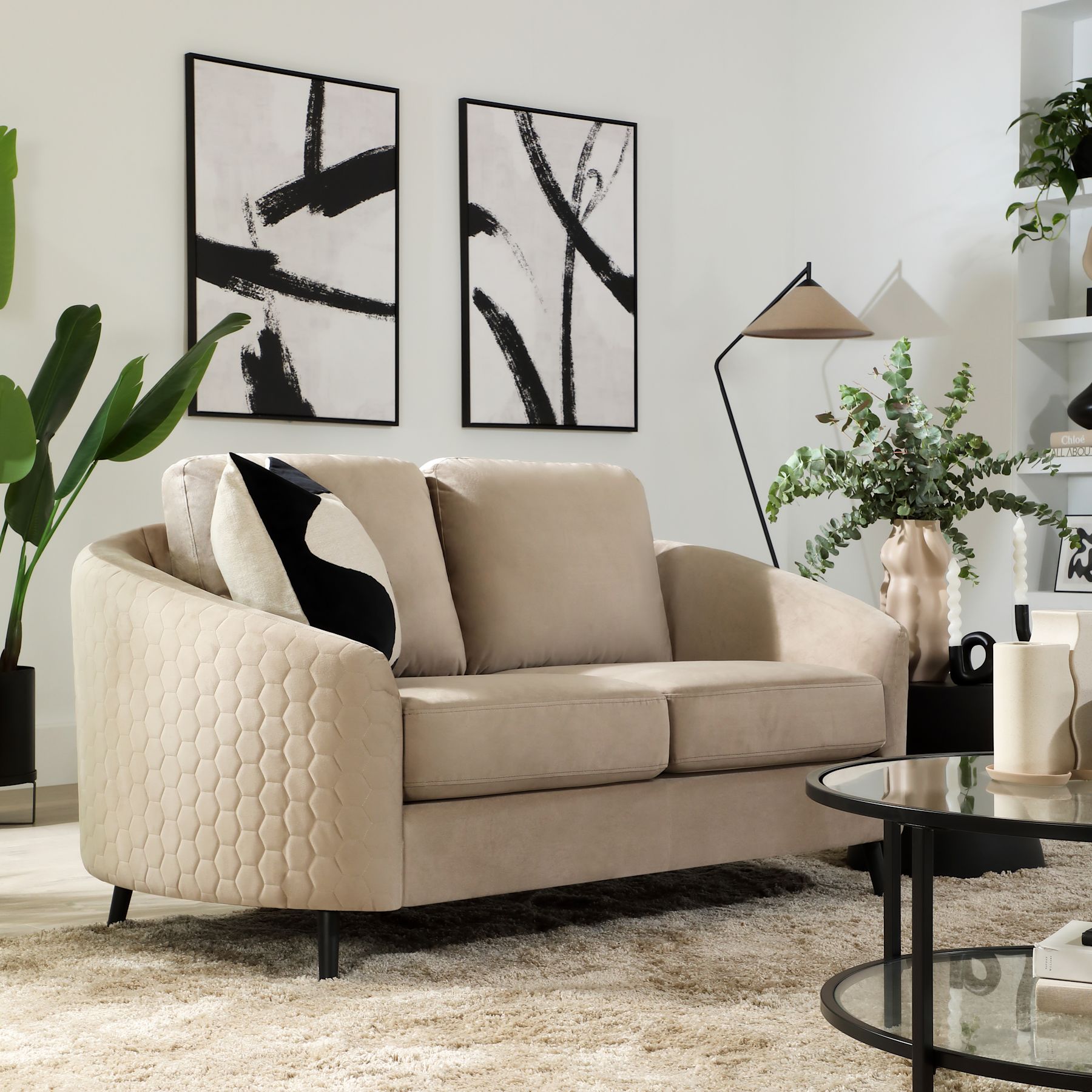 Mae 3+2 Seater Curved Sofa Set, Champagne Classic Velvet Only £899.98 ...
