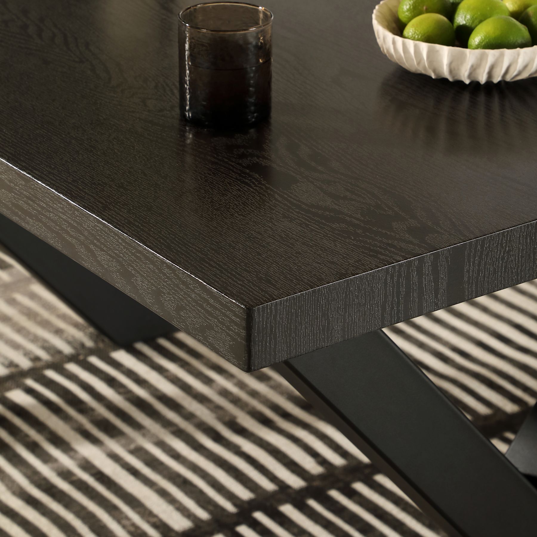 Franklin Dining Table & 4 Gianna Chairs, Black Oak Effect & Black Steel ...