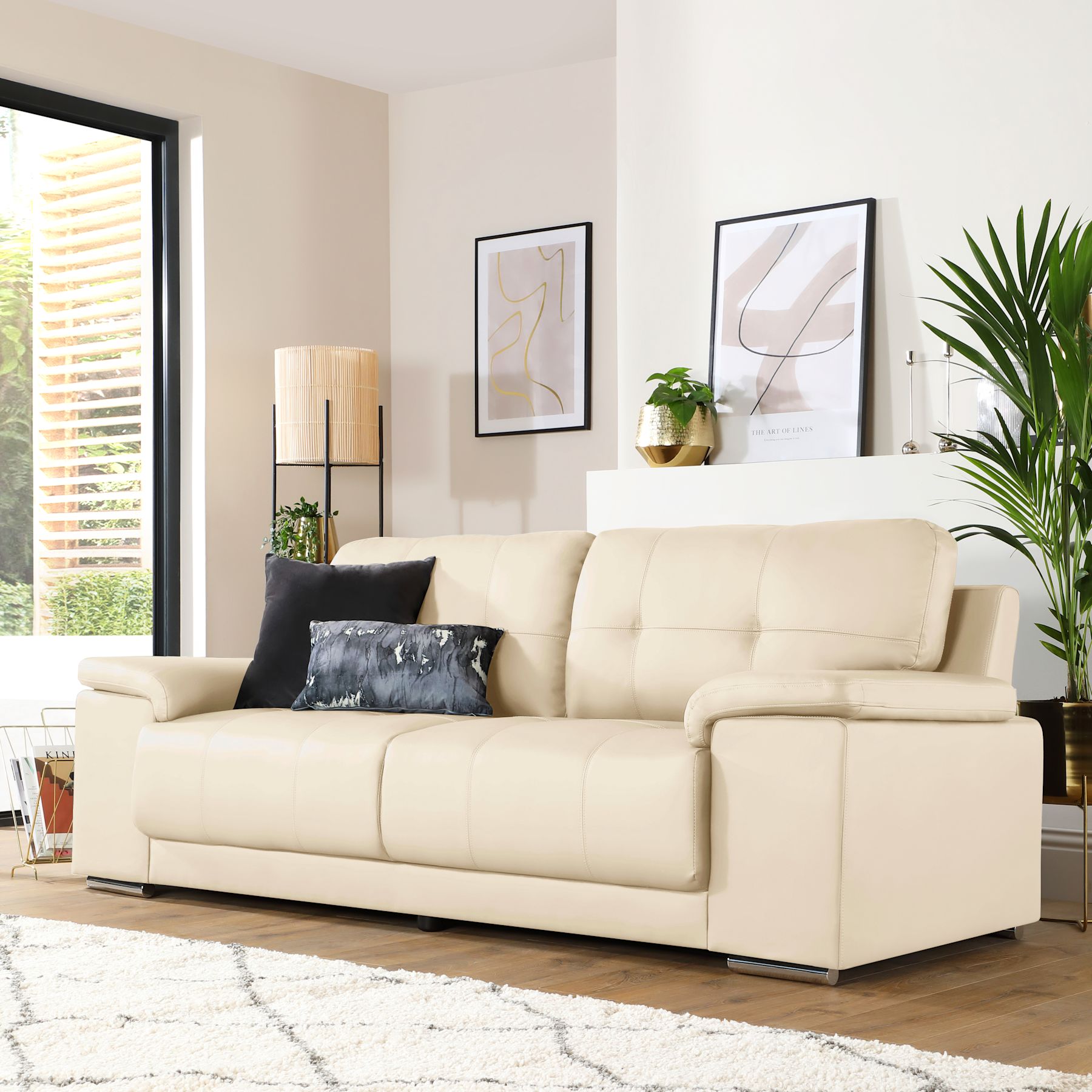 Kansas 3 Seater Sofa, Ivory Premium Faux Leather Only £649.99 ...