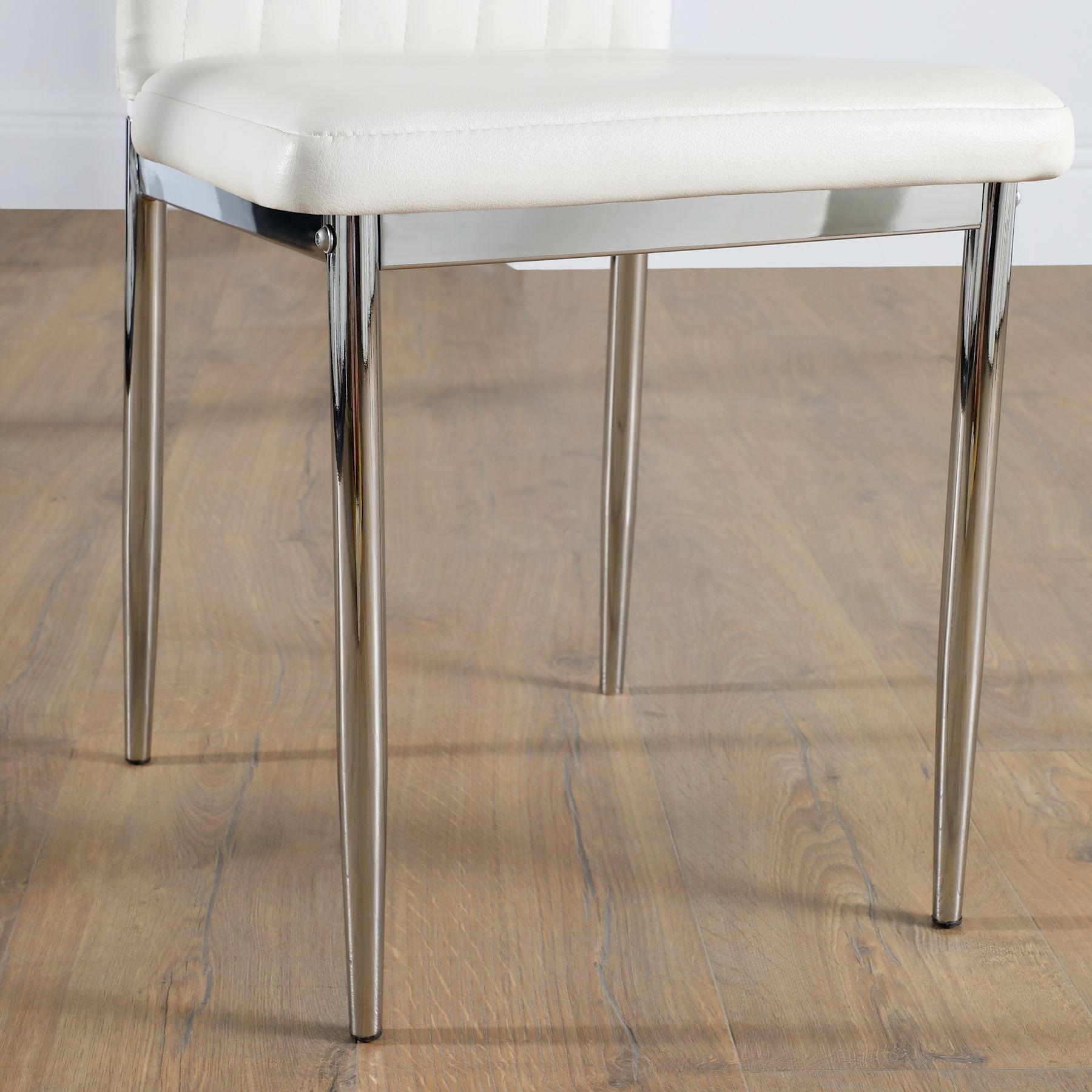 Leon Dining Chair, White Premium Faux Leather & Chrome Only £29.99 ...