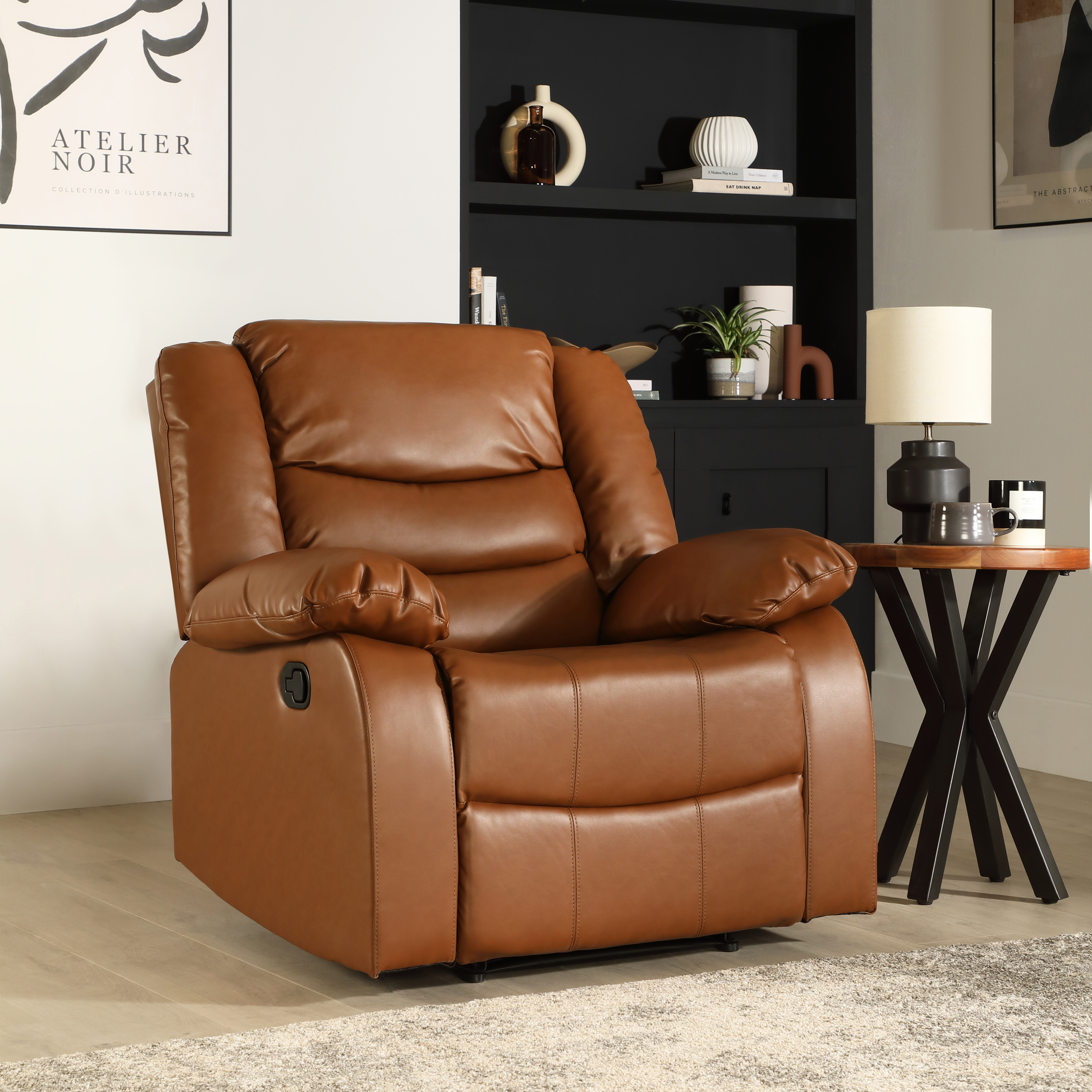Sorrento Recliner Armchair, Tan Premium Faux Leather Only £449.99 ...