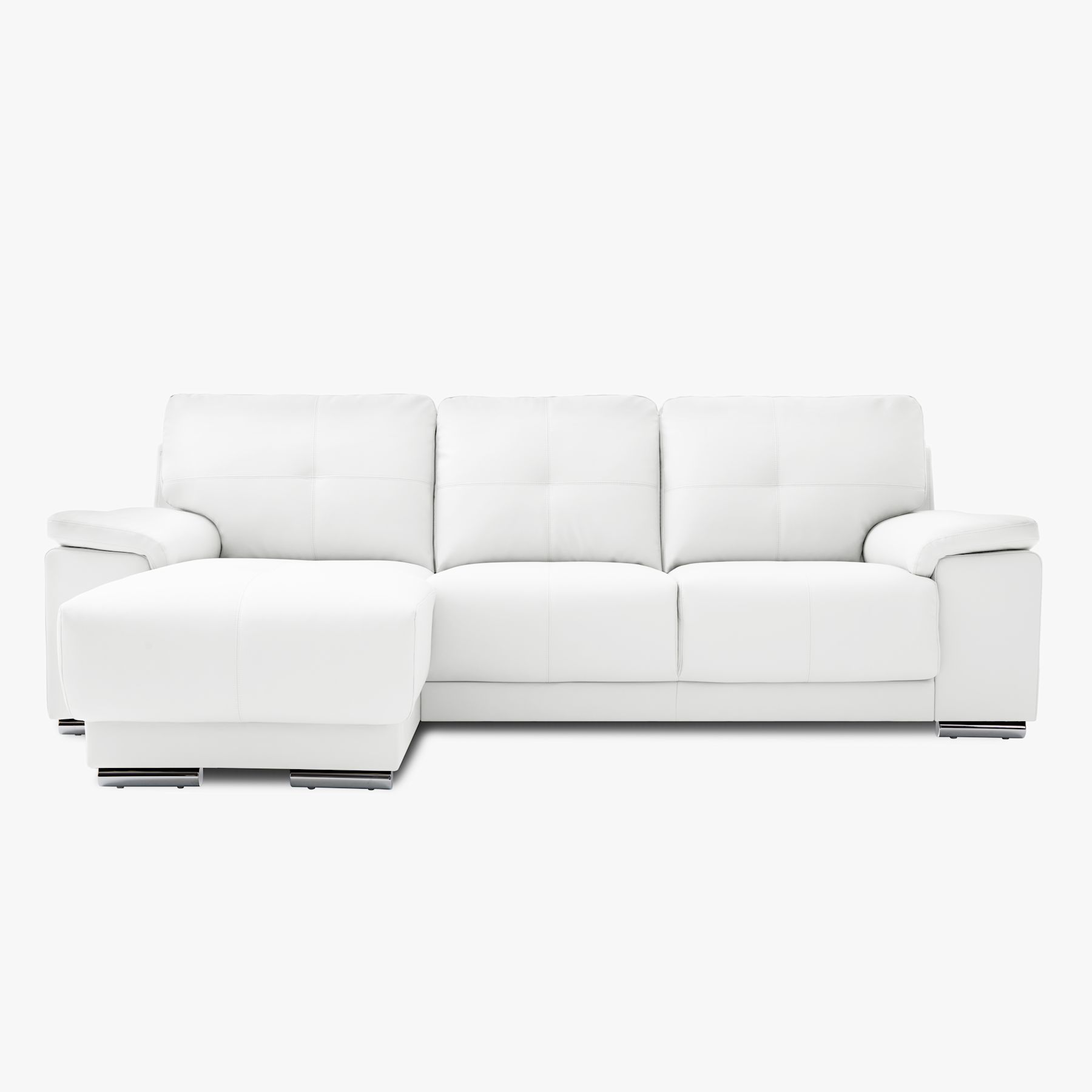 Kansas L-shape Corner Sofa, Left-hand Facing, White Premium Faux ...