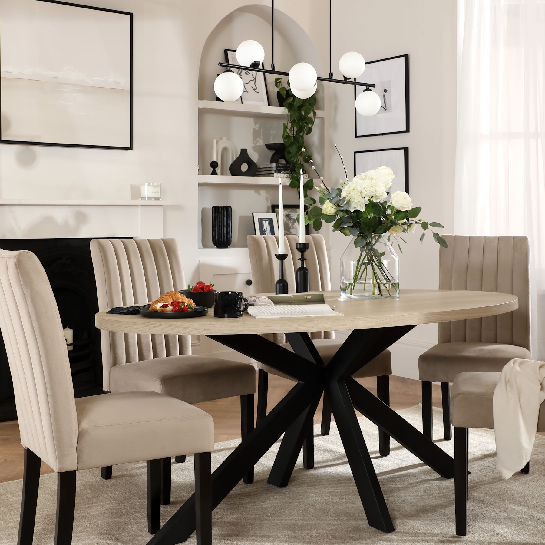 Salisbury Dining Chair, Champagne Classic Velvet & Black Solid Hardwood ...