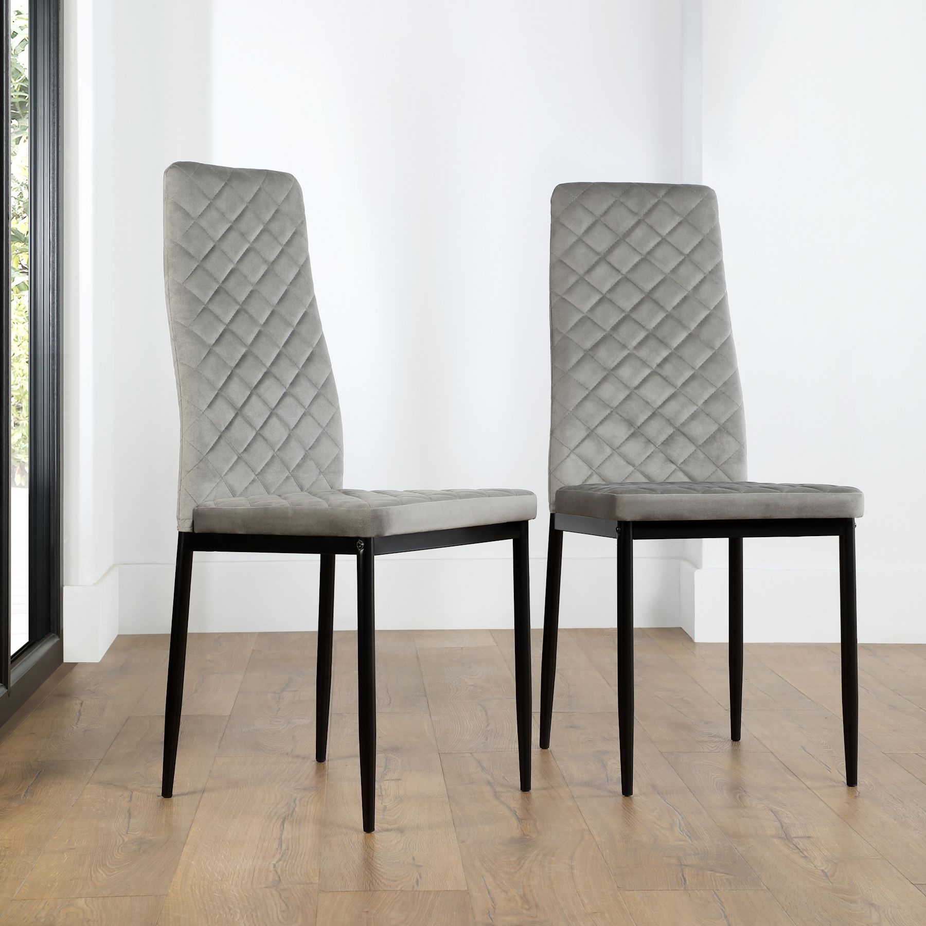 Franklin Industrial Dining Table & 4 Renzo Chairs, Grey Concrete Effect ...