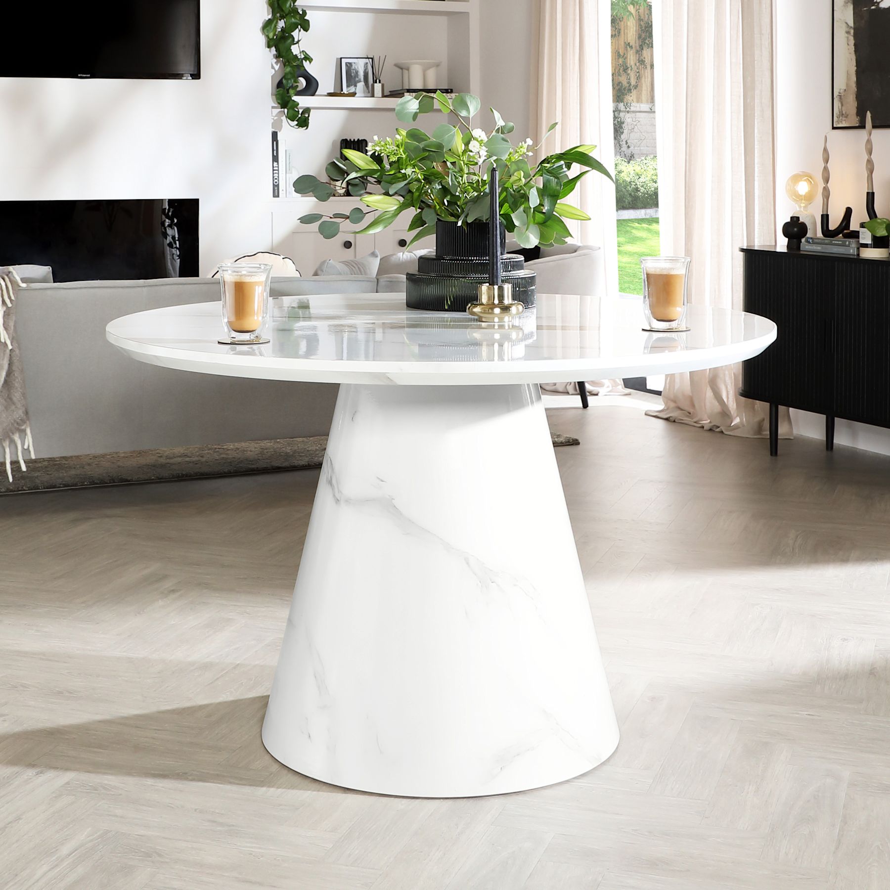 Accorto Round Dining Table, 120cm, White Marble Effect Only £499.99 ...
