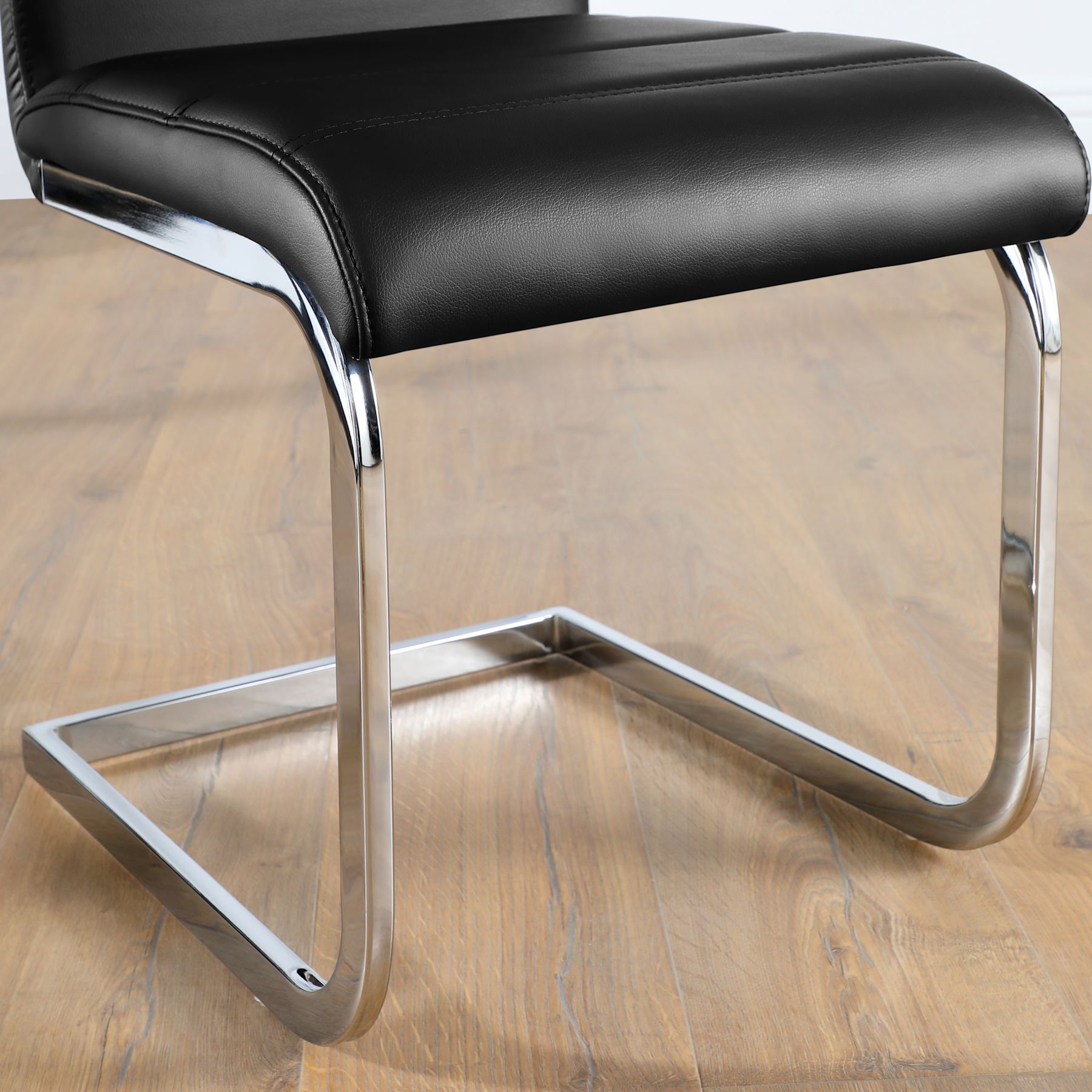 Perth Dining Chair, Black Premium Faux Leather & Chrome Only £59.99 ...