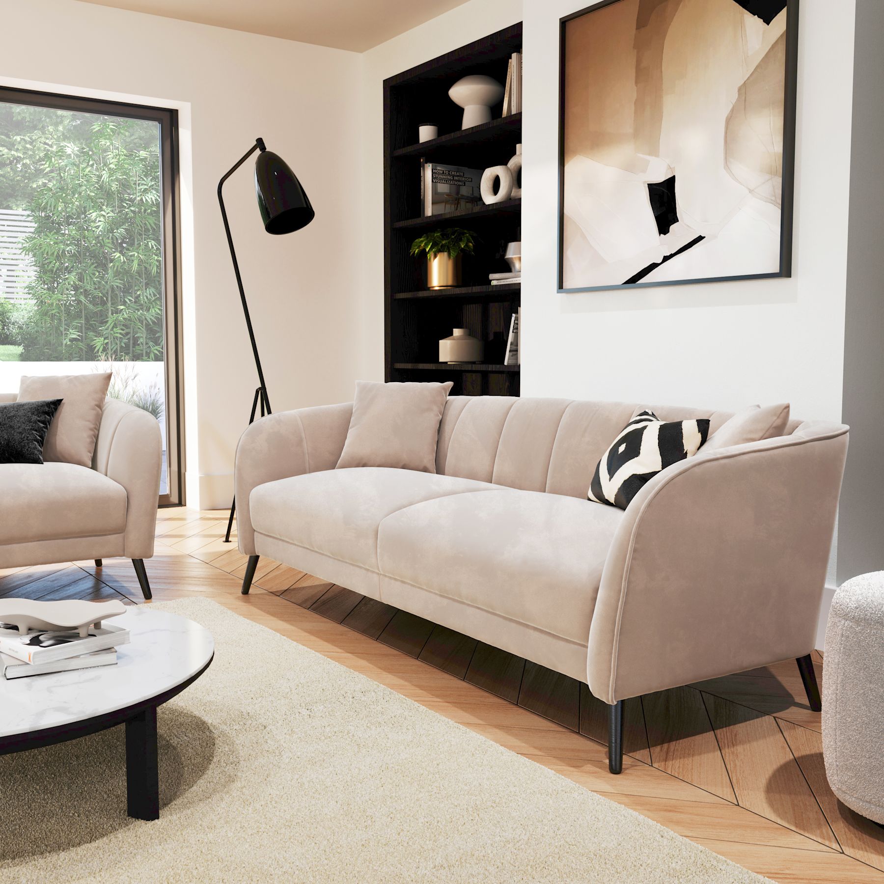 Loren 3 Seater Sofa, Champagne Classic Velvet Only £499.99 | Furniture ...