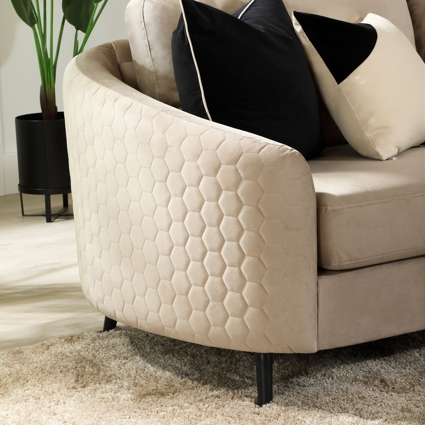 Mae 3+2 Seater Curved Sofa Set, Champagne Classic Velvet Only £899.98 ...