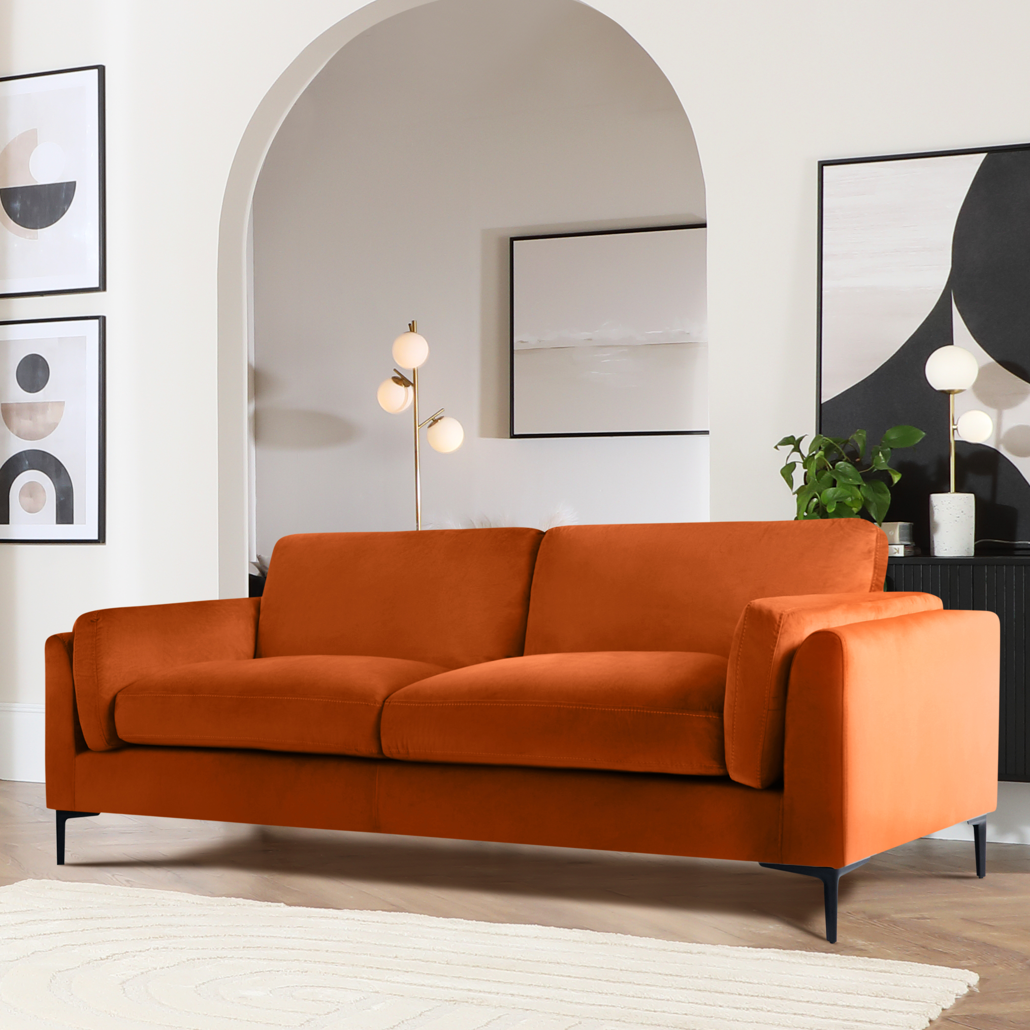 Lucia 3 Seater Sofa, Burnt Orange House Velvet Only £599.99 | Furniture ...