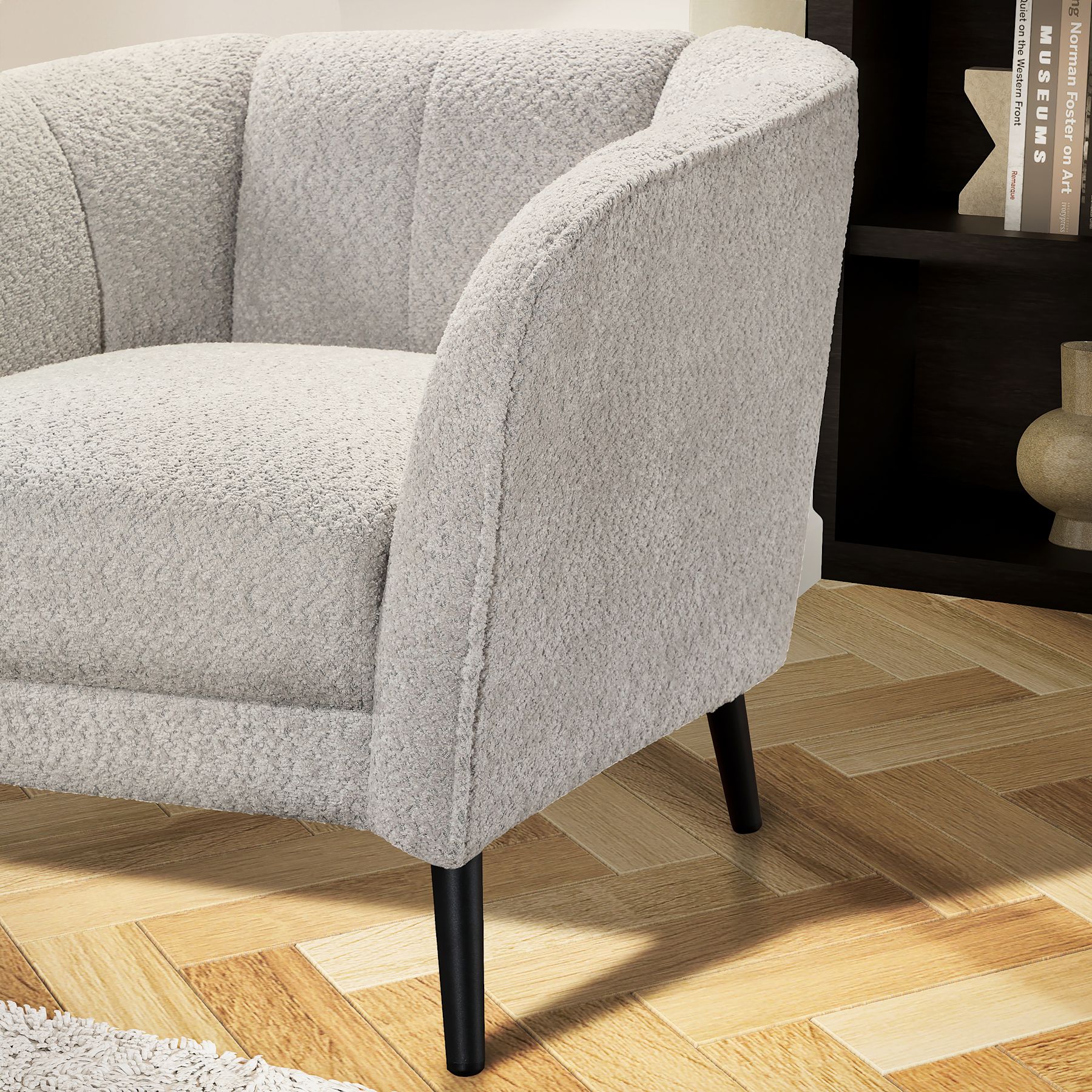 Loren Armchair, Light Grey Classic Boucle Fabric Only £249.99 ...