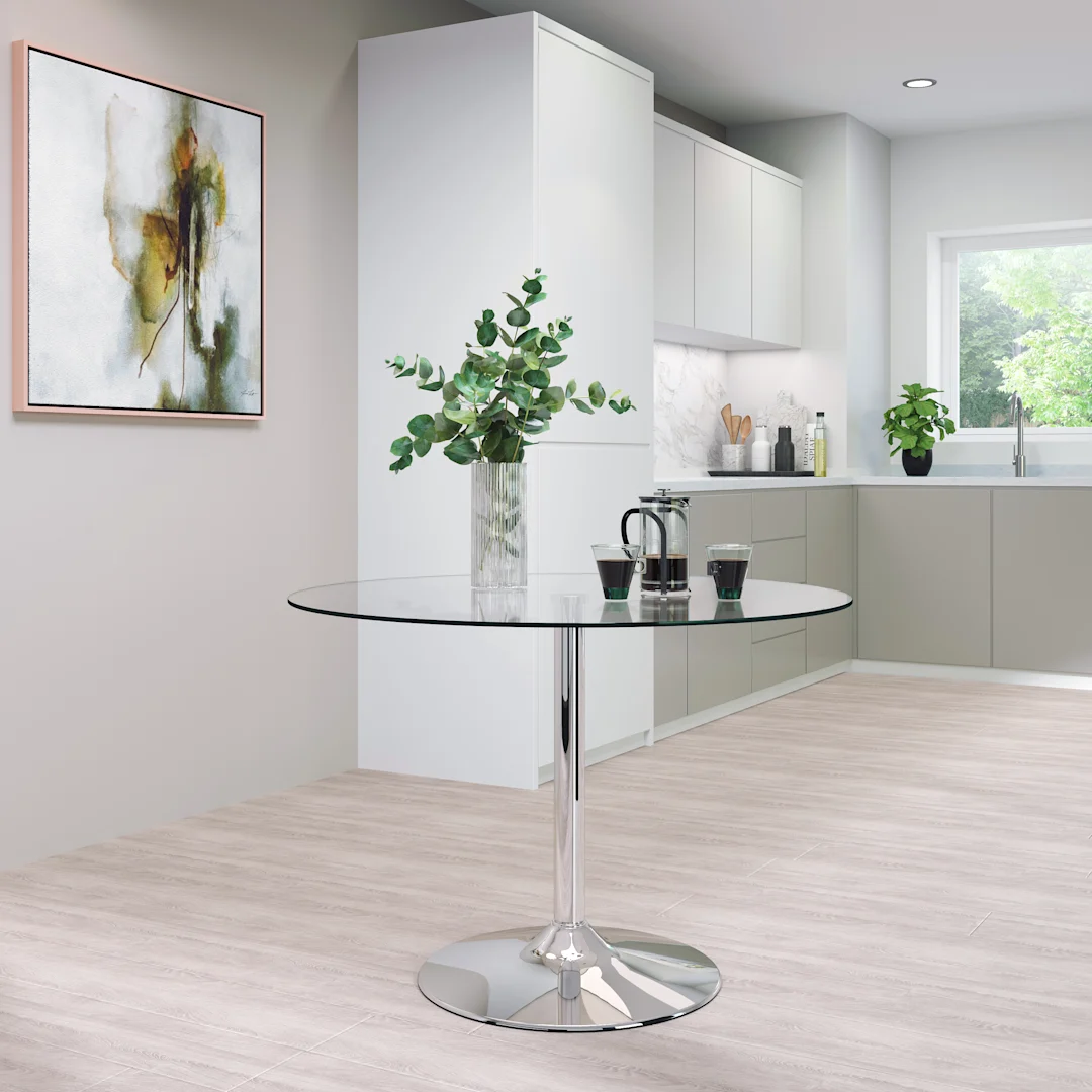 Orbit Round Dining Table, 110cm, Glass & Chrome Only £179.99 ...