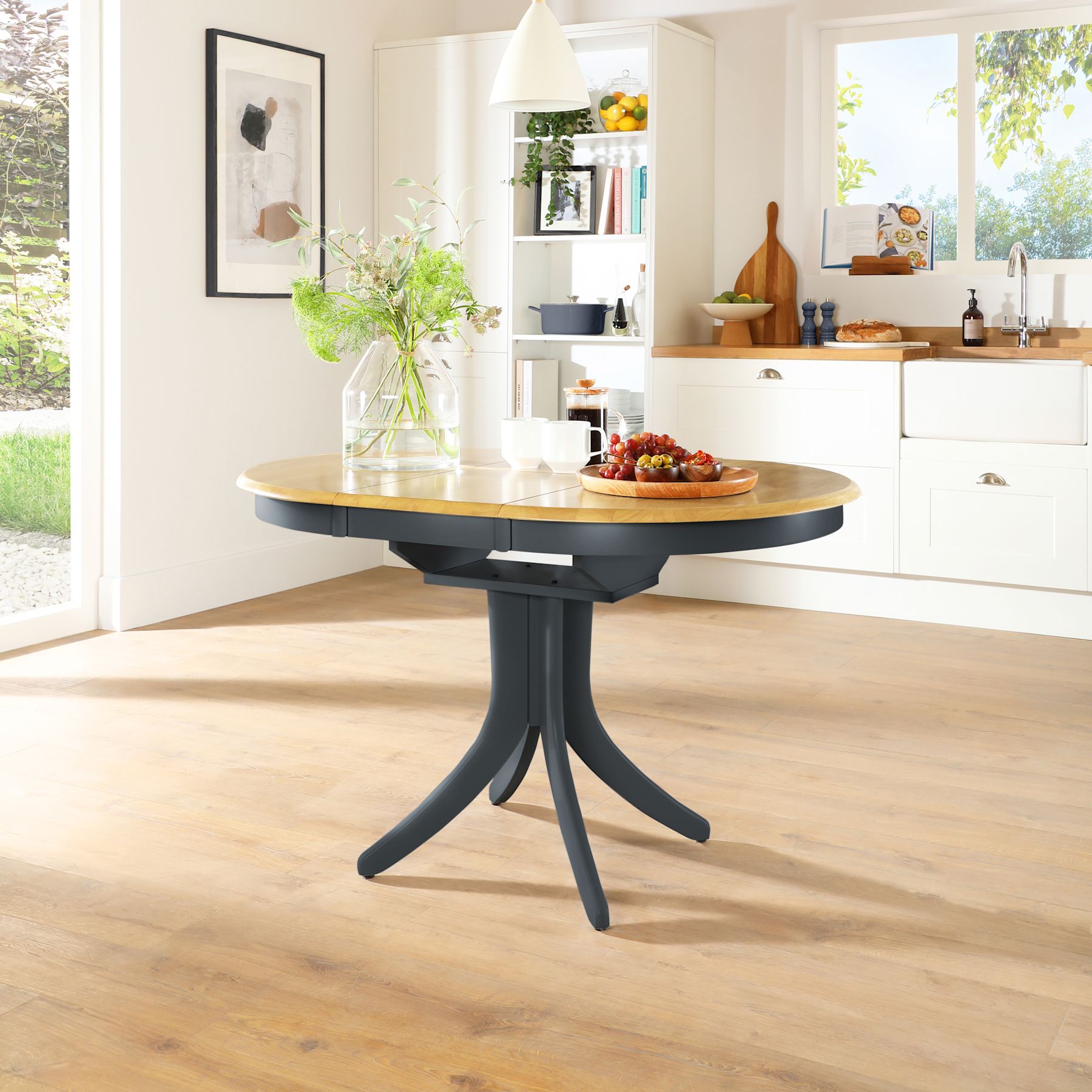 Hudson Round Extending Dining Table, 90-120cm, Natural Oak Finish ...