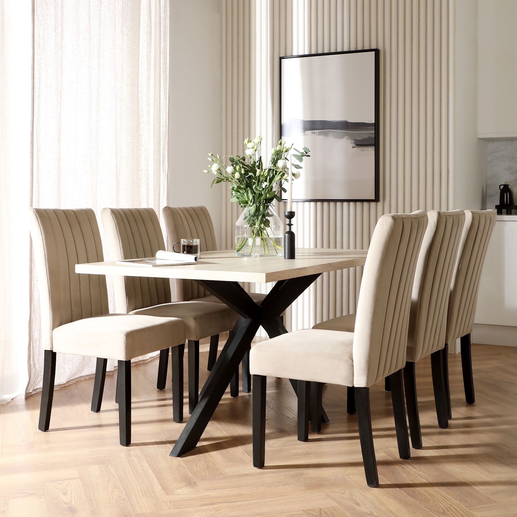 Salisbury Dining Chair, Champagne Classic Velvet & Black Solid Hardwood ...