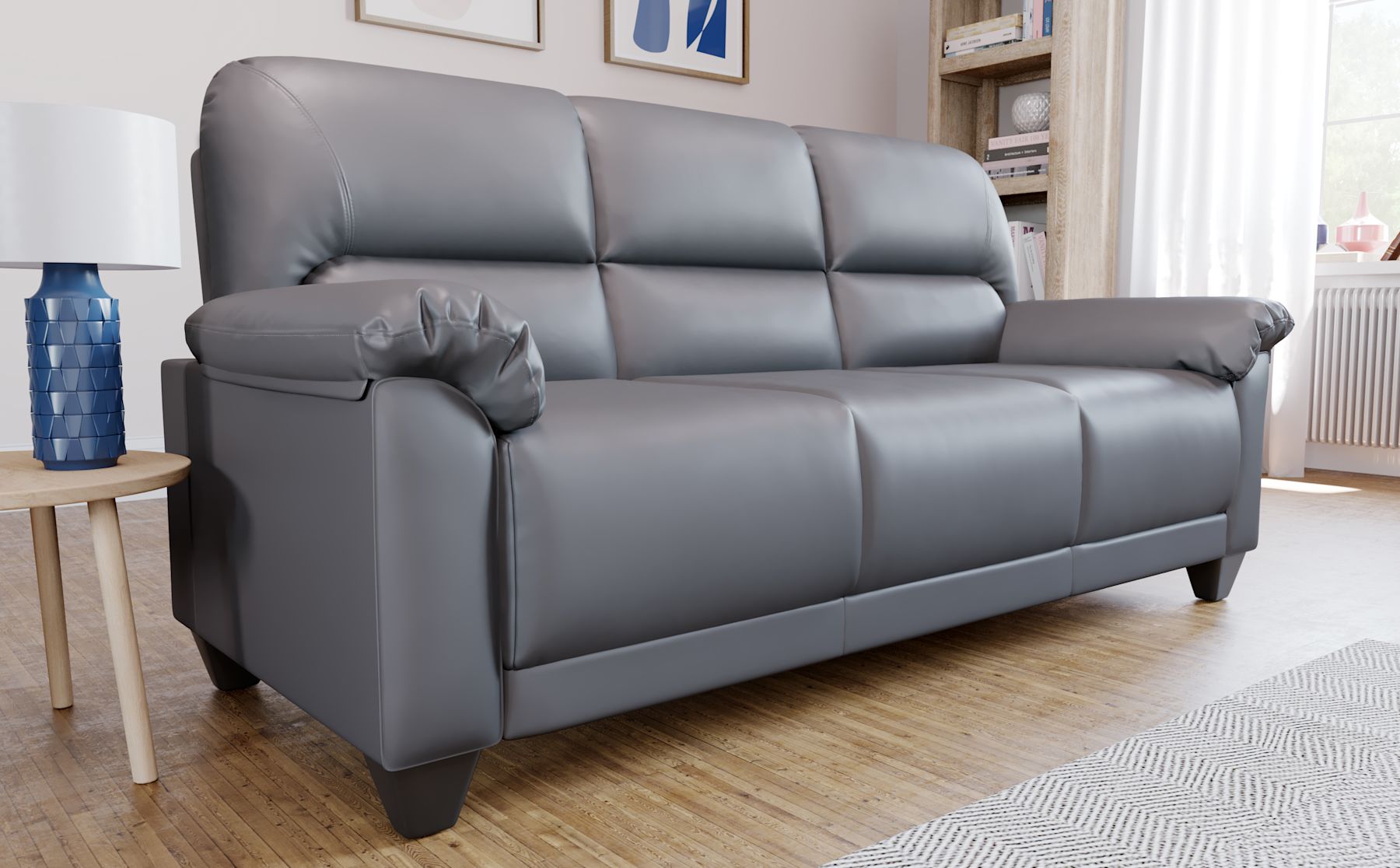 Kenton Small 3 Seater Sofa, Grey Premium Faux Leather Only £499.99 ...