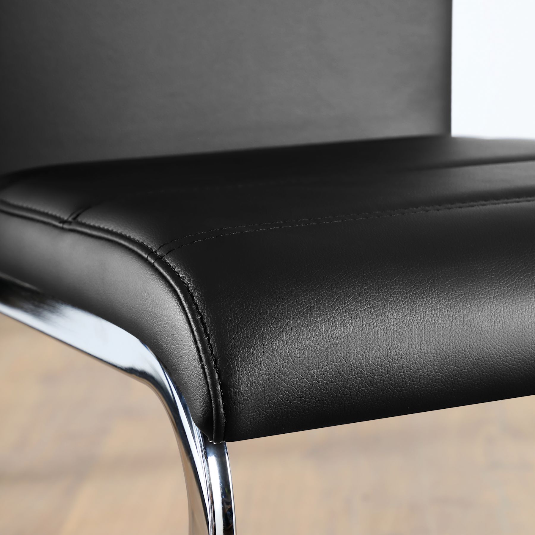 Perth Dining Chair, Black Premium Faux Leather & Chrome Only £59.99 ...