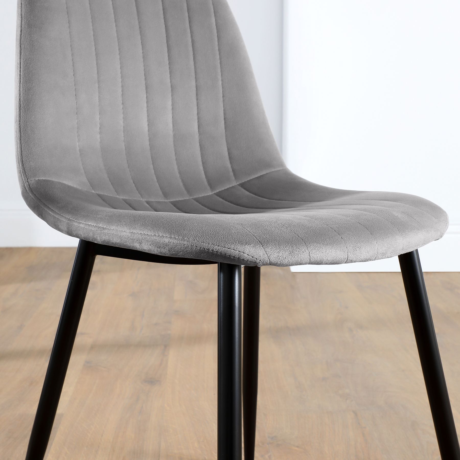 Orbit Round Dining Table & 4 Brooklyn Chairs, Grey Marble Effect ...