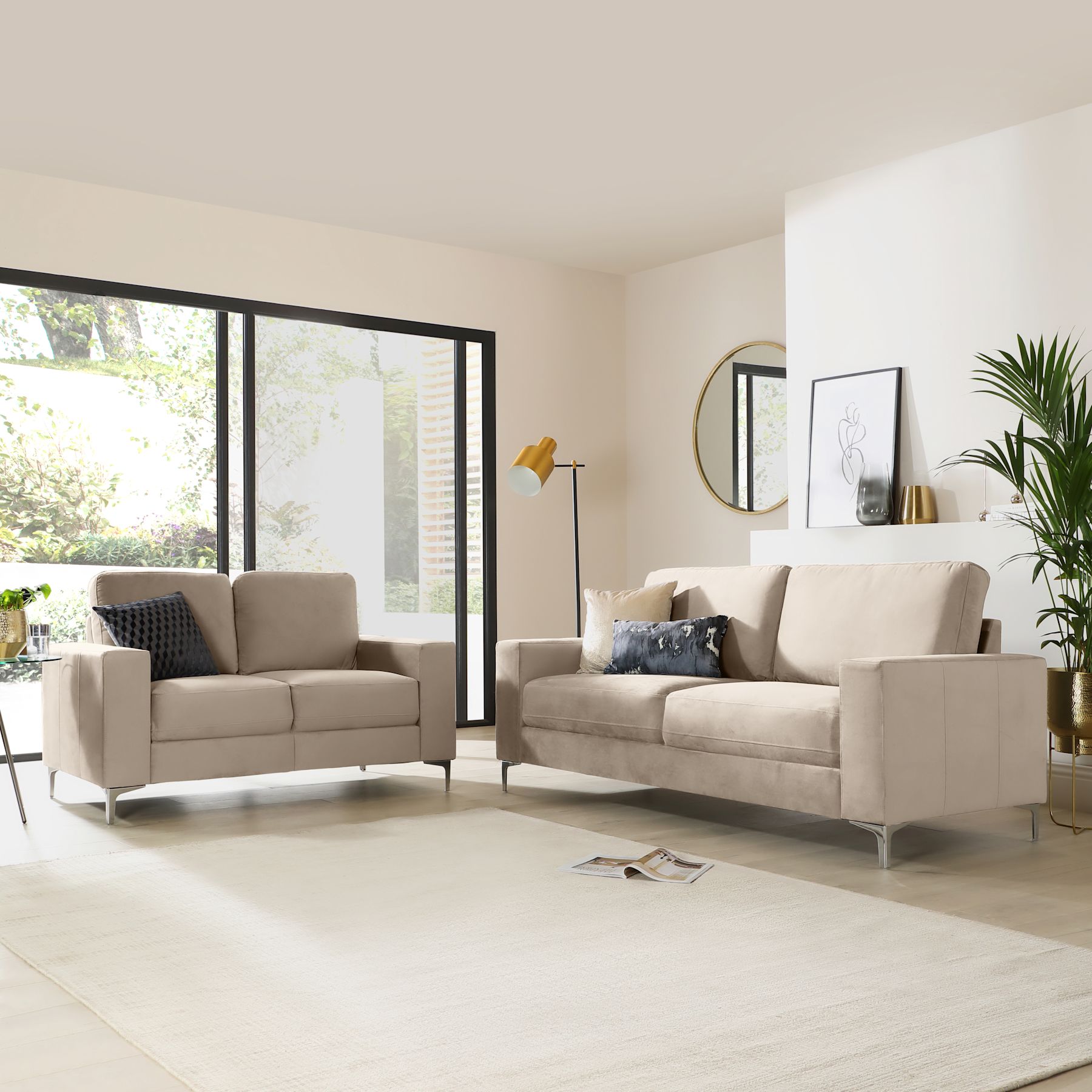 Baltimore 3+2 Seater Sofa Set, Champagne Classic Velvet Only £899.98 ...