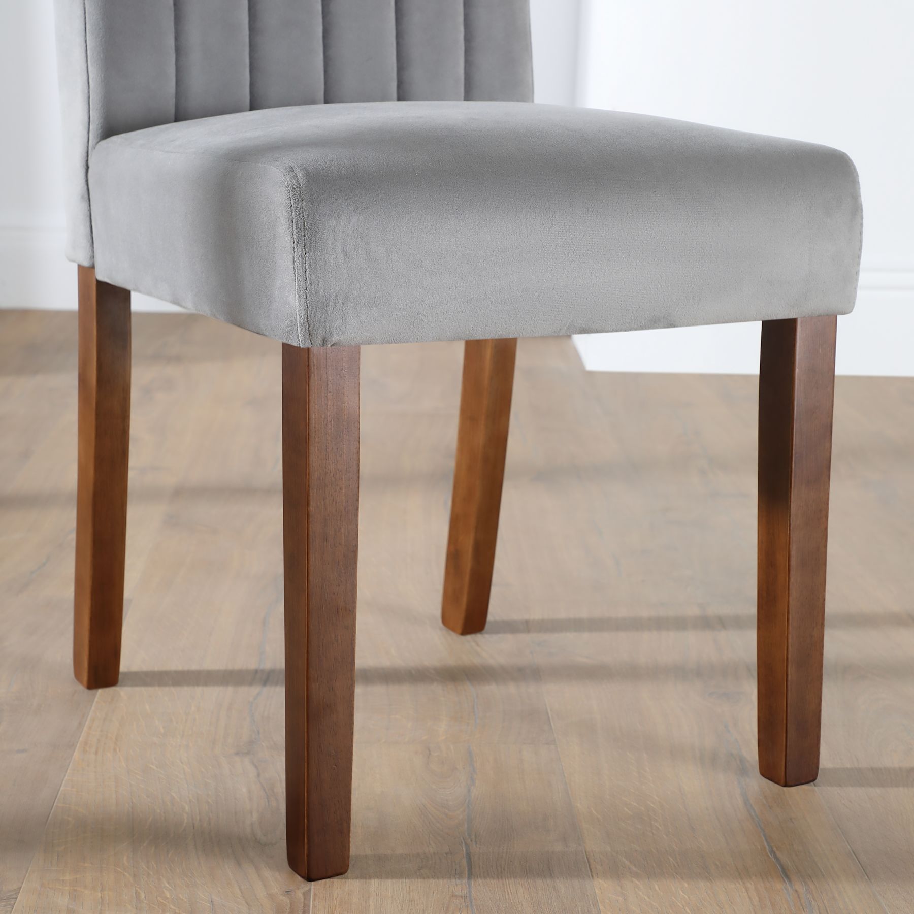 Salisbury Dining Chair, Grey Classic Velvet & Dark Solid Hardwood Only ...