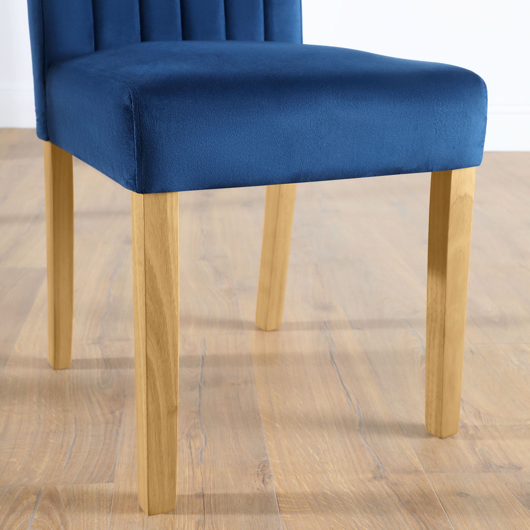 Salisbury Dining Chair, Blue Classic Velvet & Natural Oak Finished ...