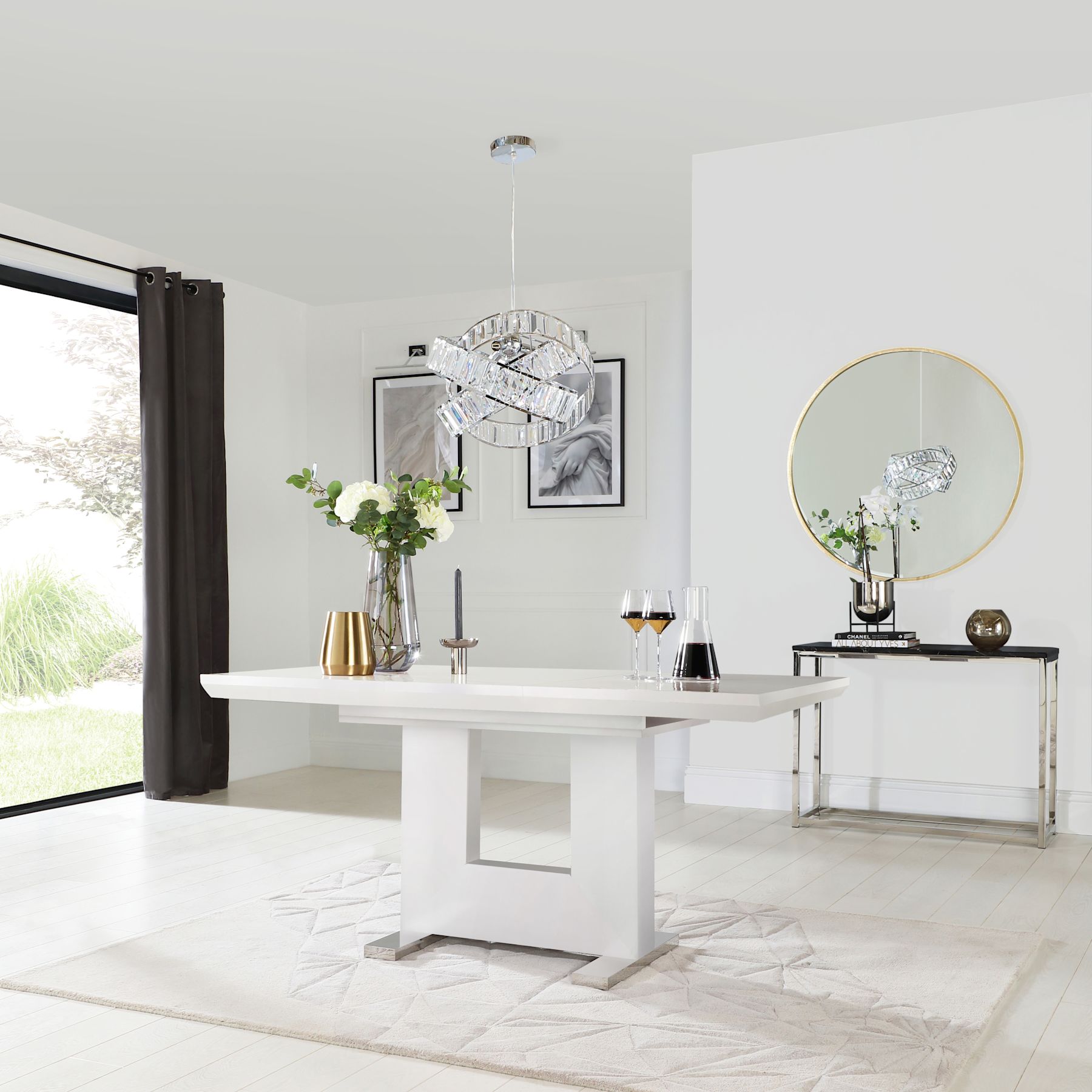 Florence Extending Dining Table, 120-160cm, White High Gloss Only £399. ...