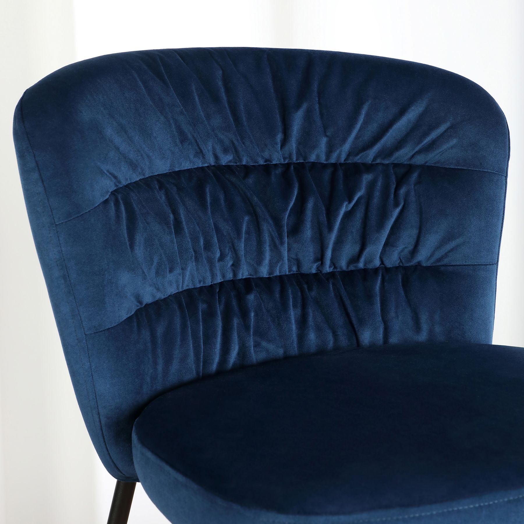 Orbit Round Dining Table & 2 Gianna Chairs, White Marble Effect & Black Steel, Blue Classic ...