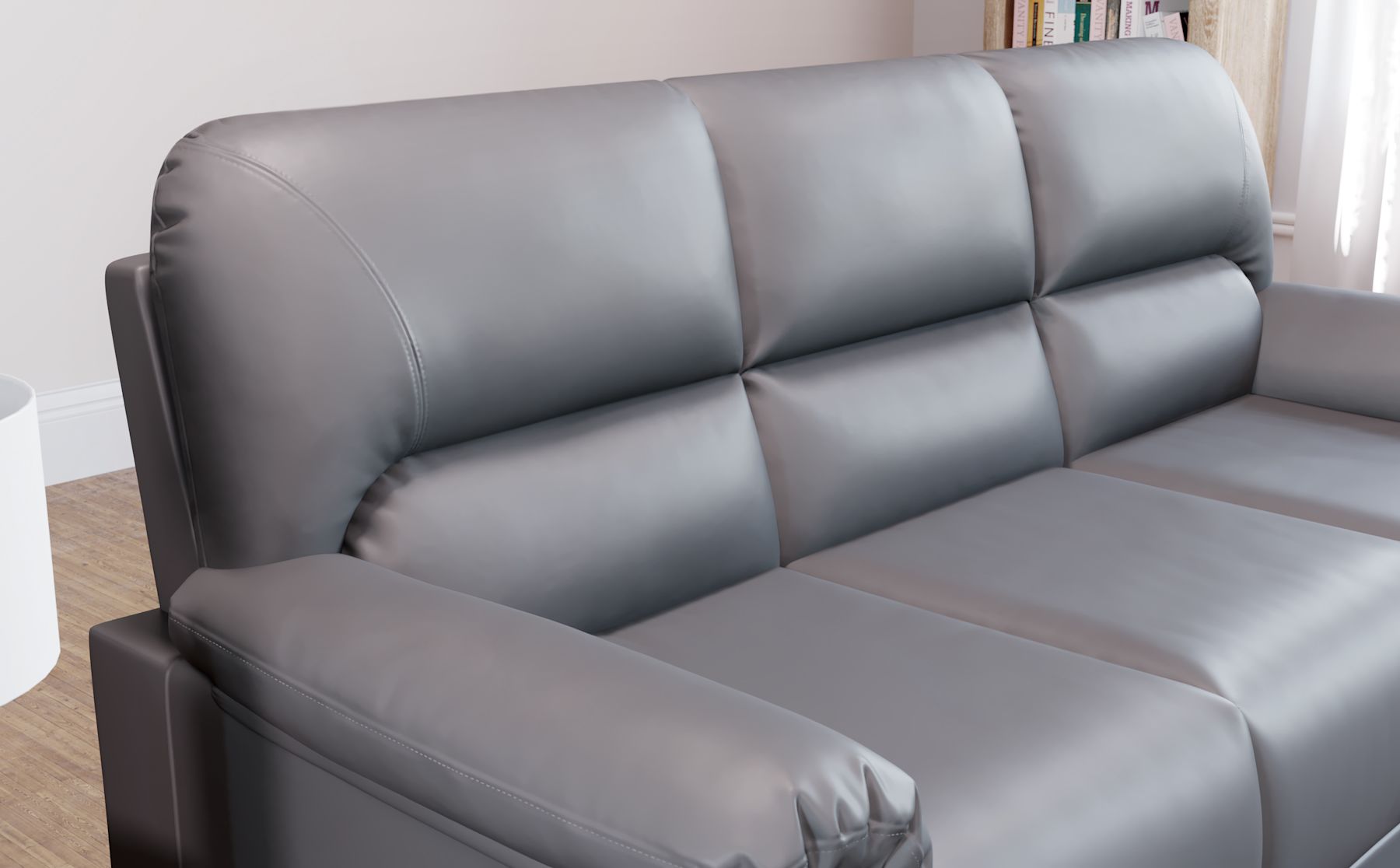 Kenton Small 3 Seater Sofa, Grey Premium Faux Leather Only £499.99 ...